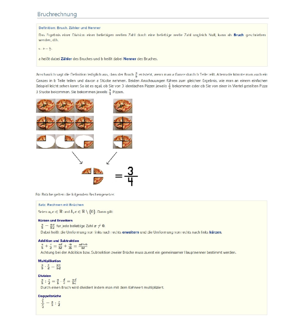 Vorkurs Mathe Block 1-1 Bruchrechnung 01 Lernmodul - Mathematik - Studocu