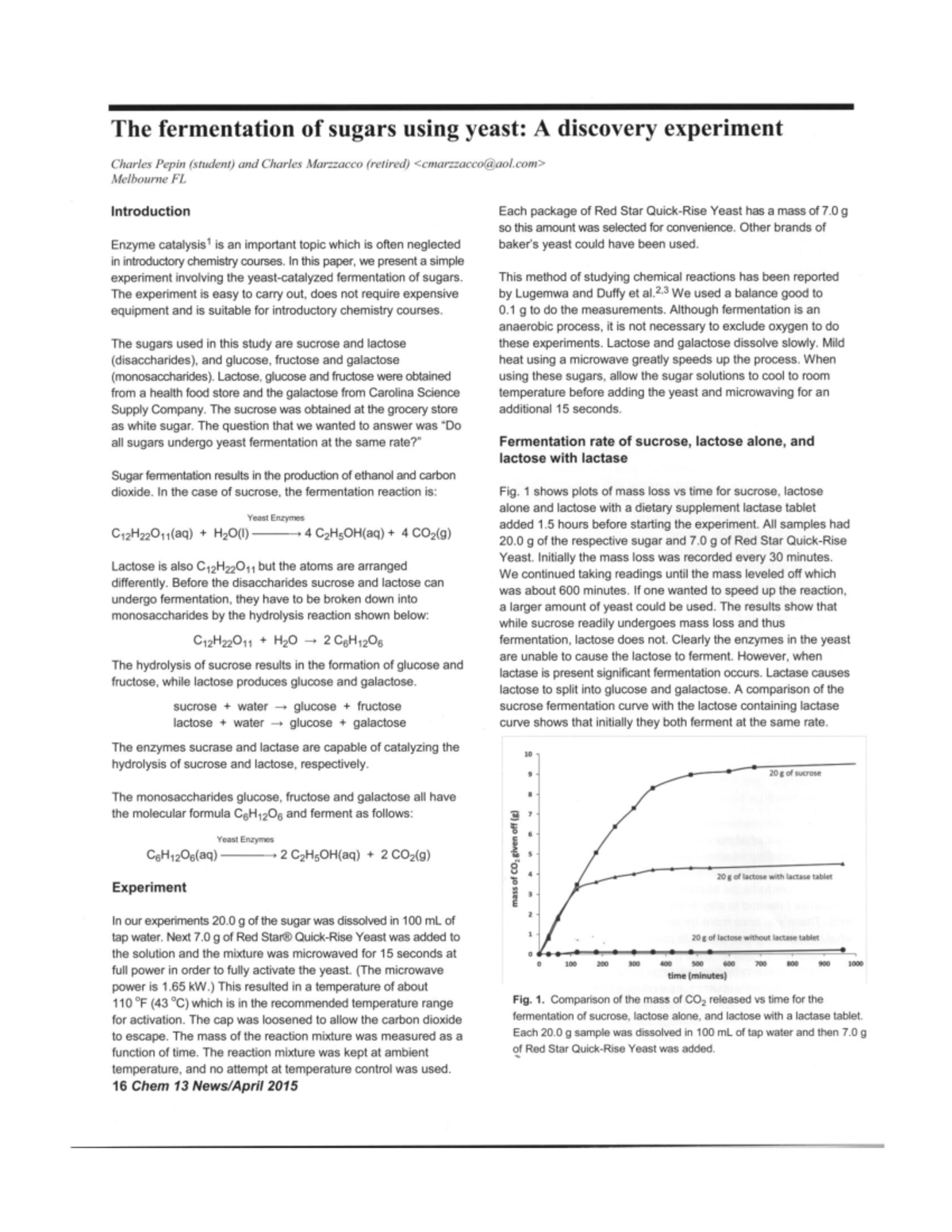 Fermentation Paper Chem 13News - Elementary Education - Studocu