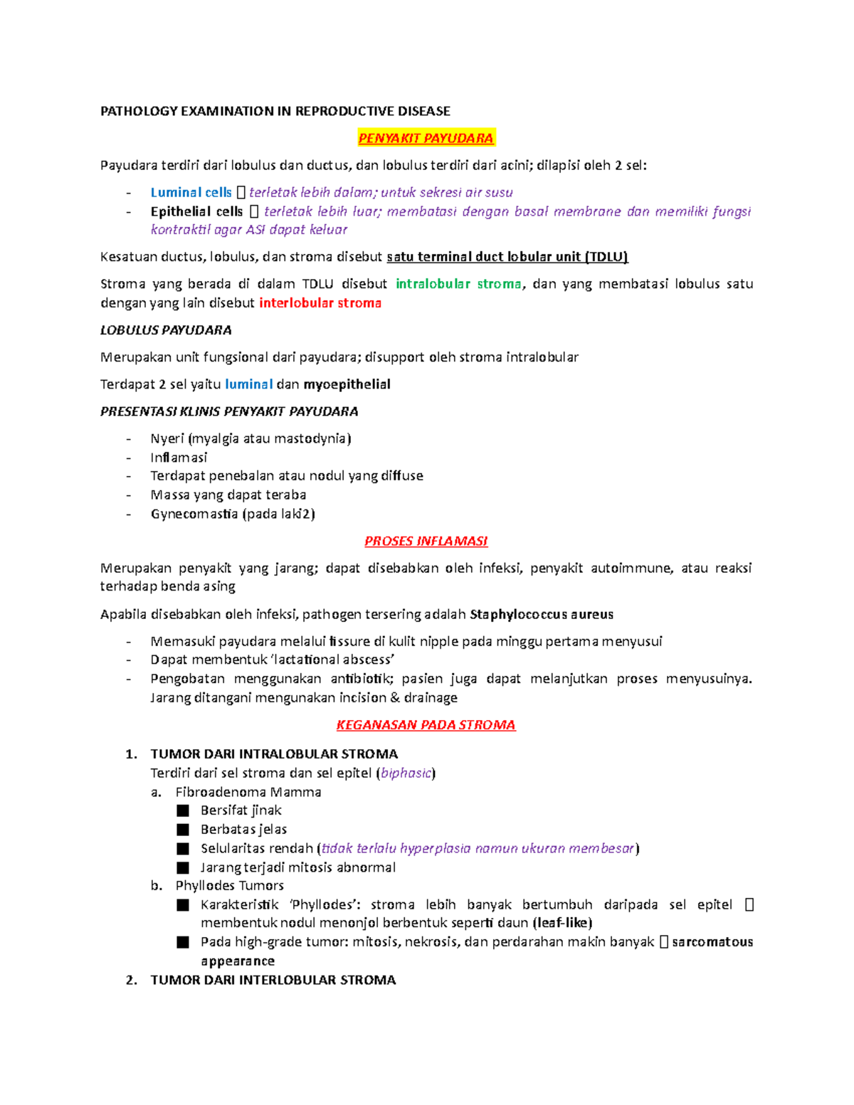 LECT 20 Pathology Examination IN Reproductive Disease - PATHOLOGY EXAMINATION IN REPRODUCTIVE ...