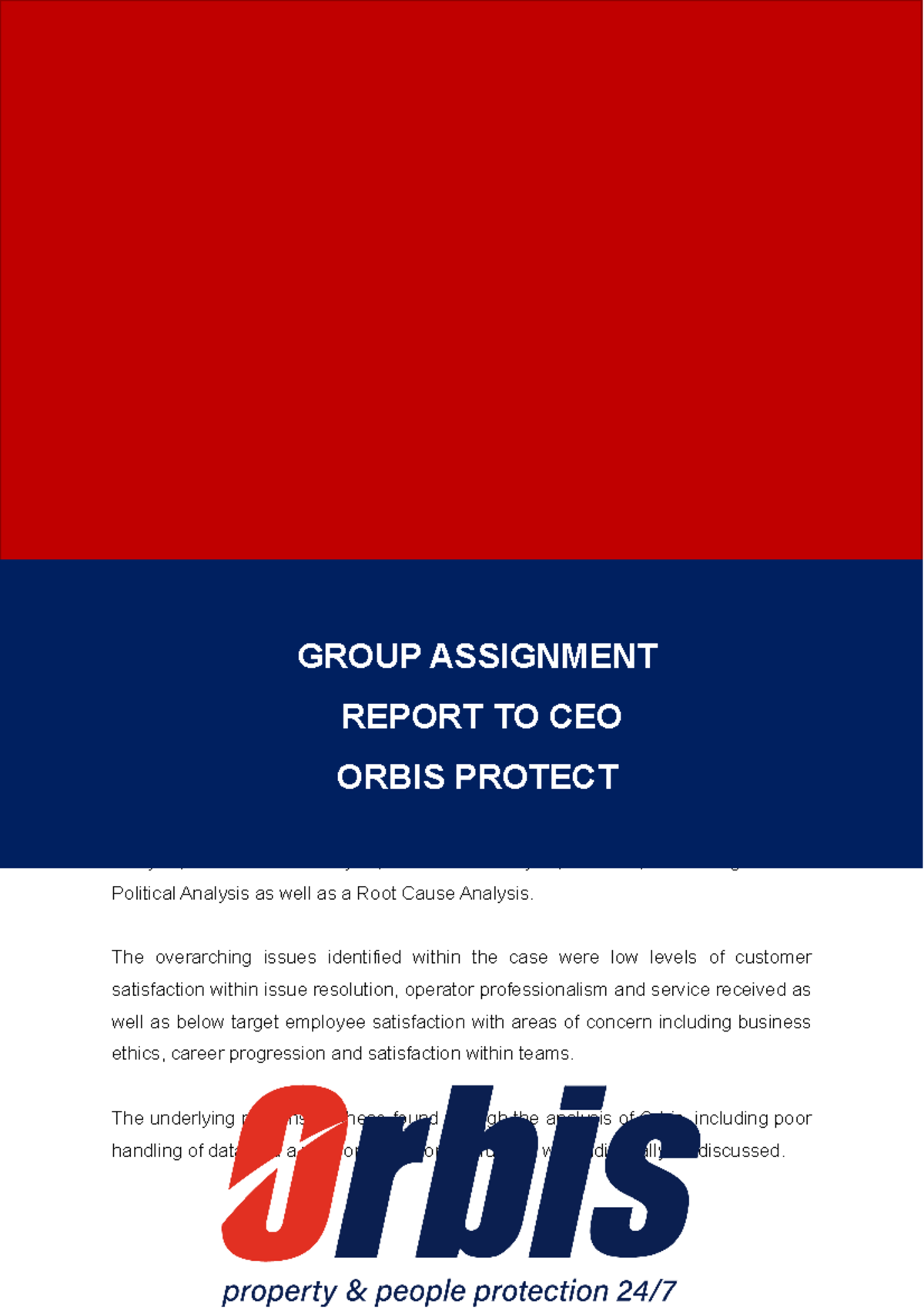 Report to CEO Orbis Protect Group 2C - EXECUTIVE SUMMARY This report ...