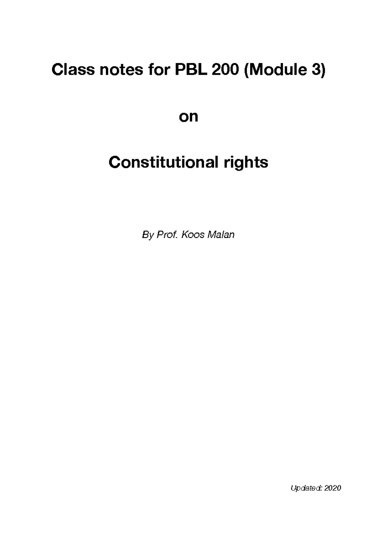 PBL200 Class Notes 2020 - Class notes for PBL 200 (Module 3) on ...