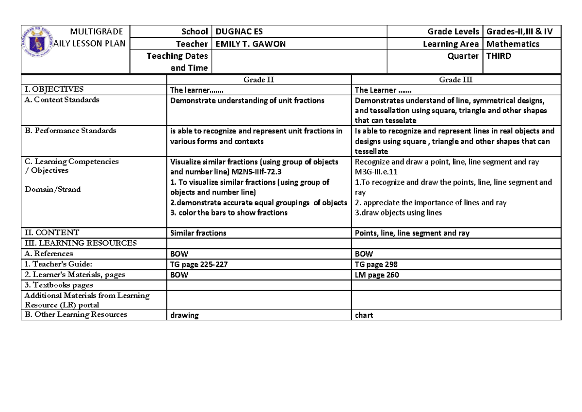 Pdfcoffee - This is a dlp in teaching multi-grade - MULTIGRADE DAILY ...