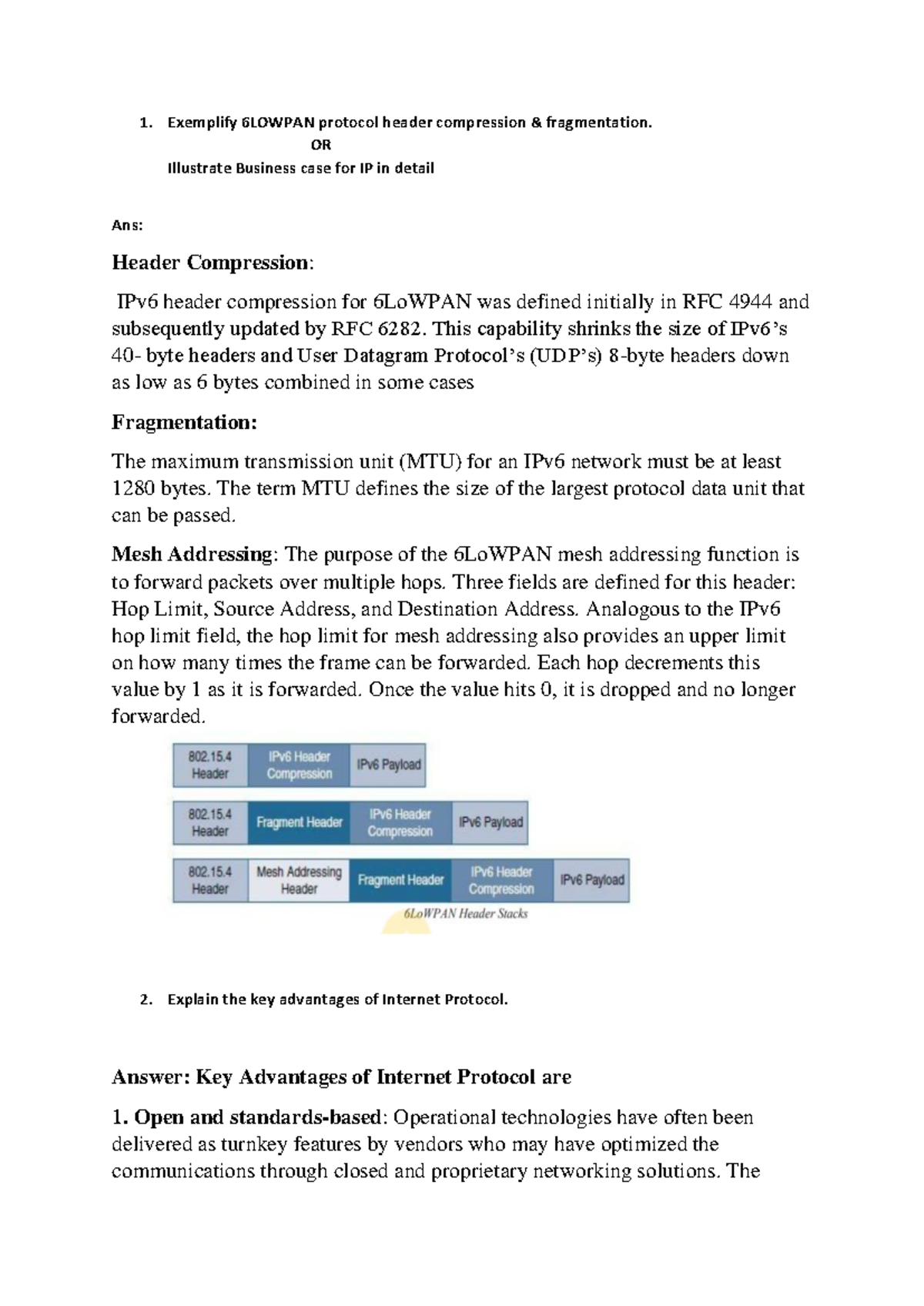 IOT IA2 - Exemplify 6LOWPAN protocol header compression & fragmentation ...