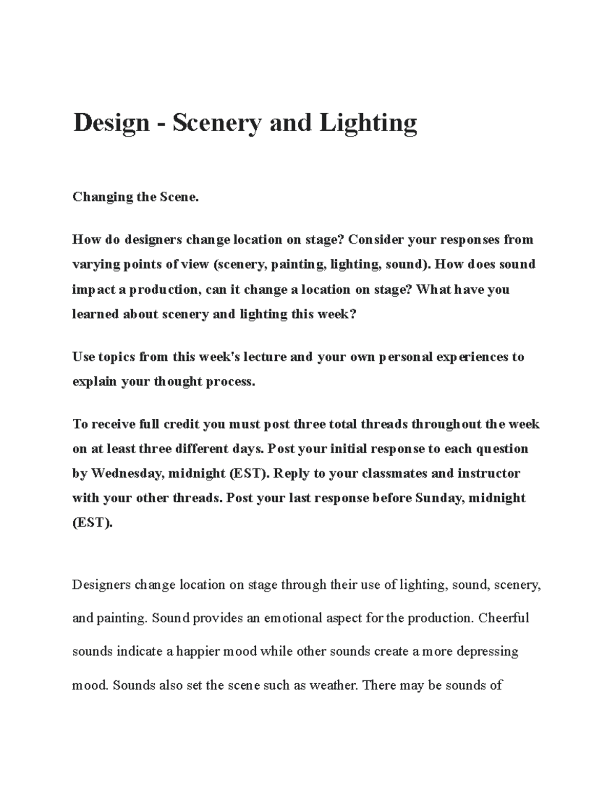 Design - Scenery and Lighting - Design - Scenery and Lighting Changing ...