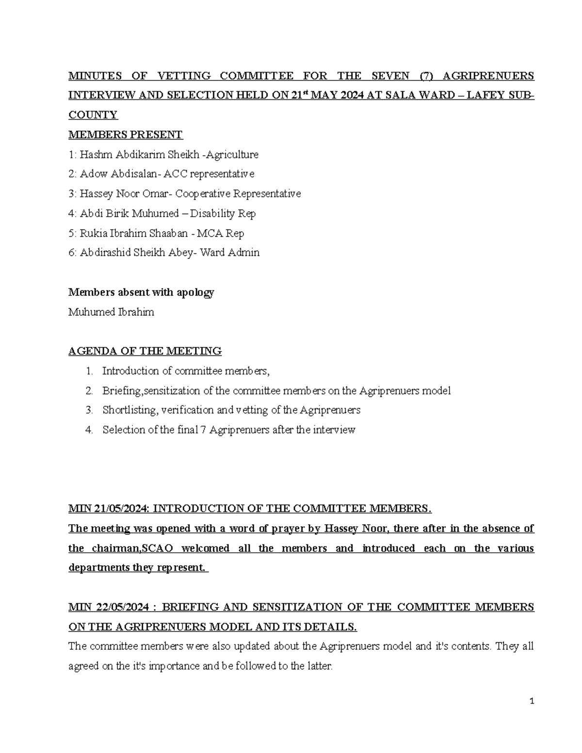 2ND CDDC Minutes - N/A - MINUTES OF VETTING COMMITTEE FOR THE SEVEN (7 ...