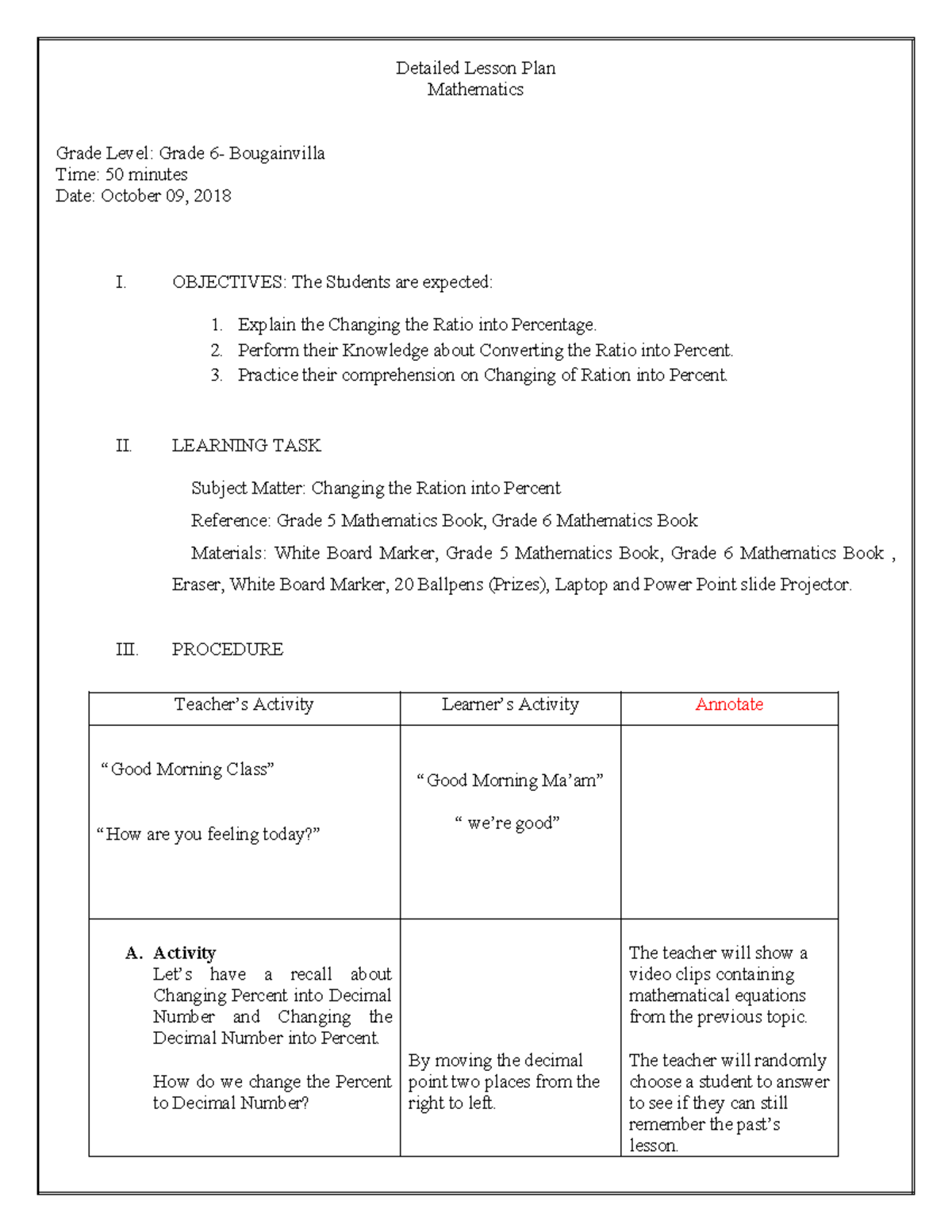 Detailed-Lesson-Plan - Detailed Lesson Plan Mathematics Grade Level ...