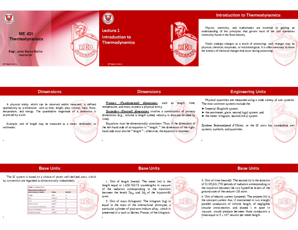 Thermo - Midterm Review - ME 431 Thermodynamics ©2017 Batangas State ...
