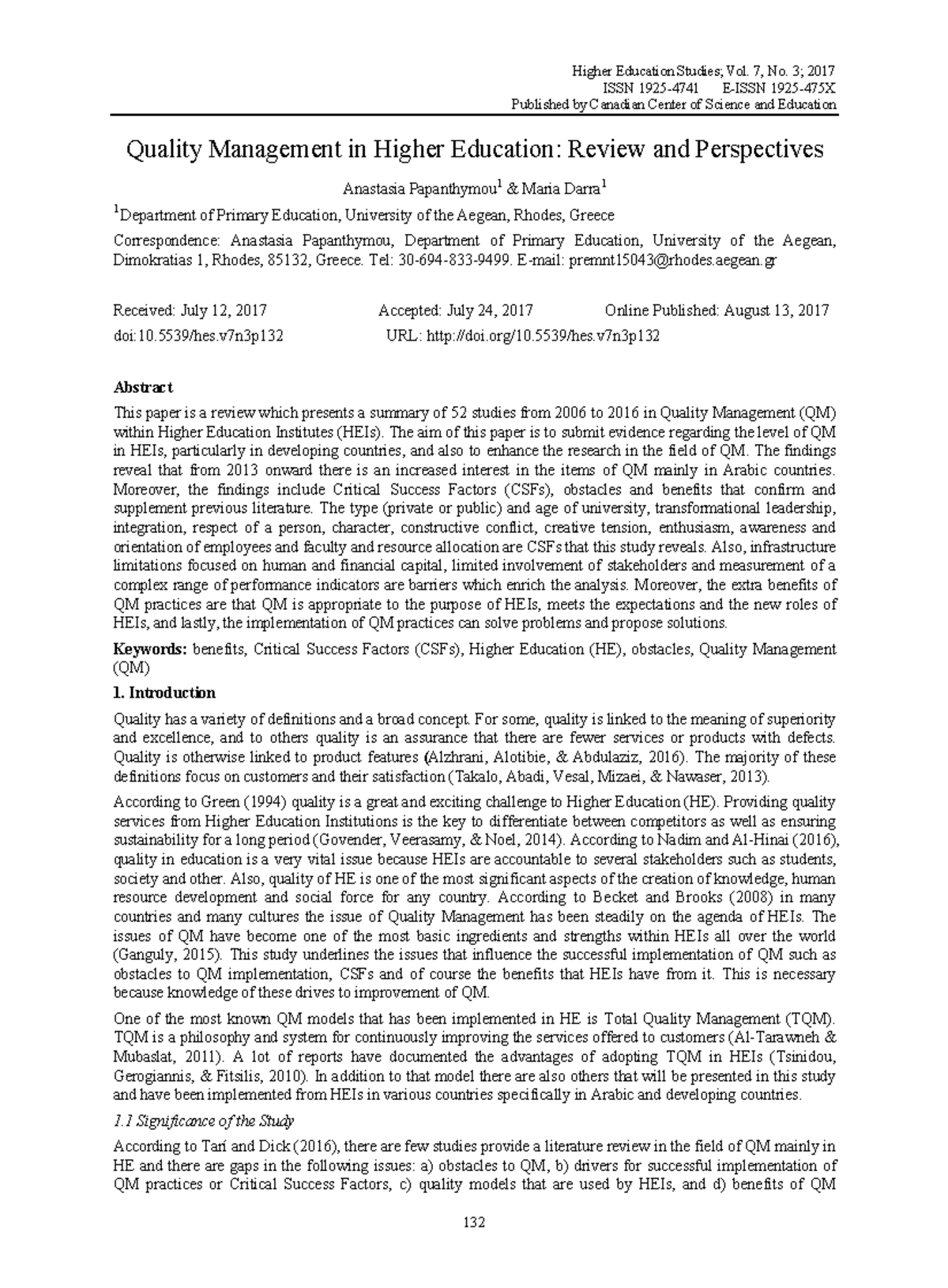 EJ1151825.pdf main - Higher Education Studies; Vol. 7, No. 3; 2017 ISSN ...