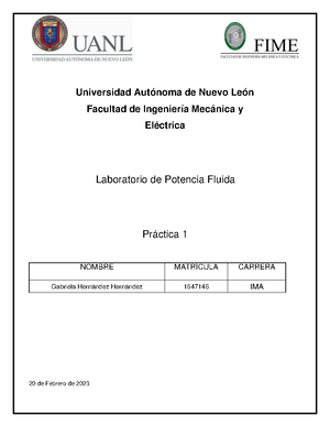 Práctica 10 Mecánica DE Fluidos - UNIVERSIDAD AUTONOMA DE NUEVO LEON FACULTAD DE INGENIERIA ...