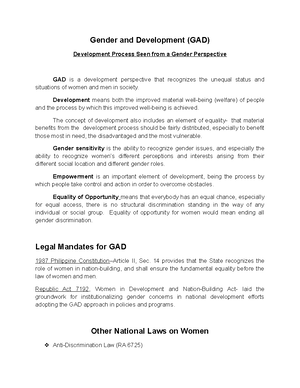 Brief History of Gender and Development - Women and Development –WAD or ...