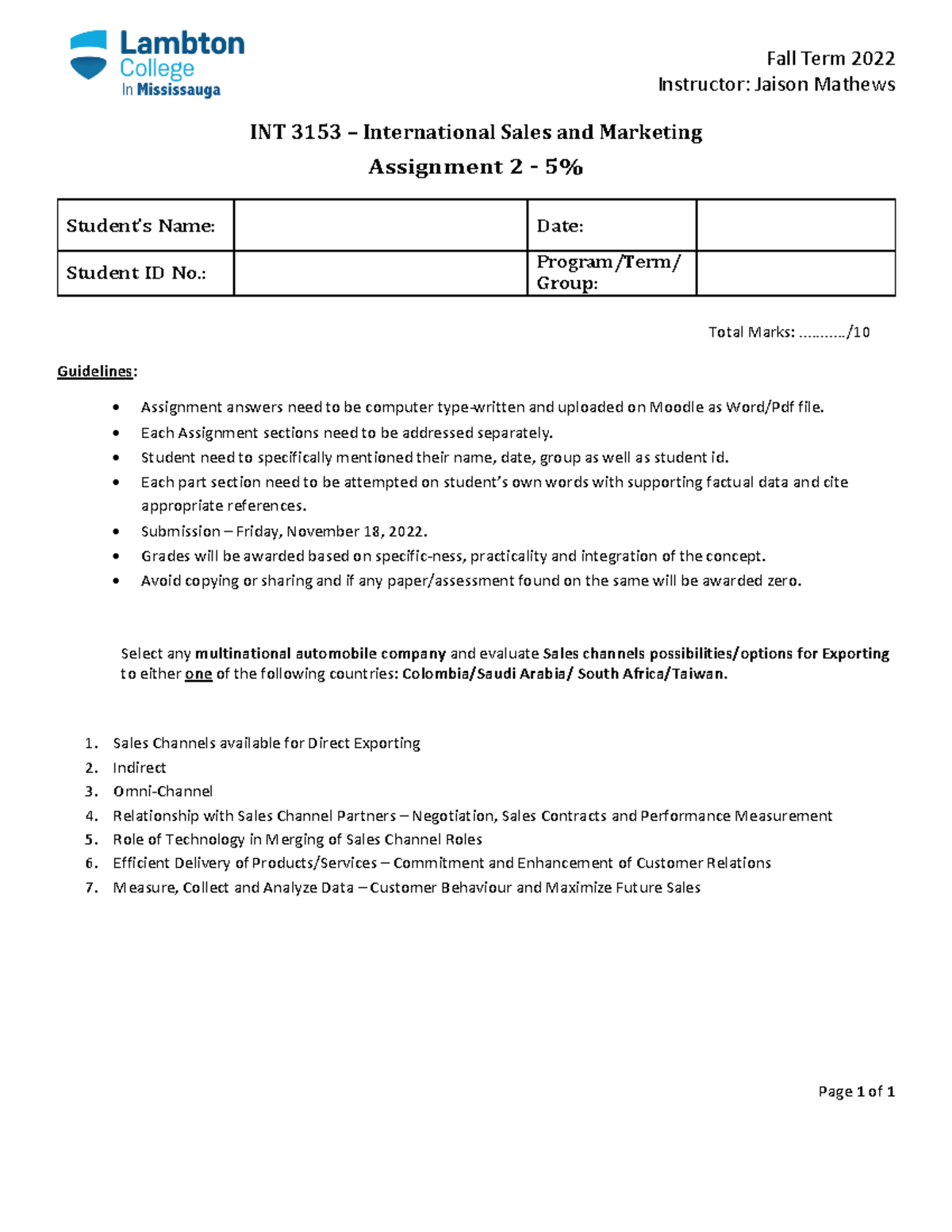 INT3153 - Assignment 2 - assig - Fall Term 2022 Instructor: Jaison Mathews INT 3153 ...