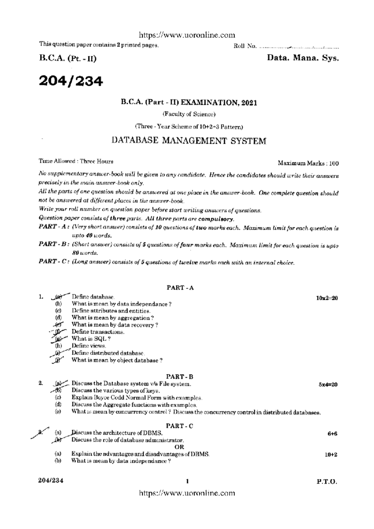 Bca part 2 database management system 204 2021 - BCA - Studocu
