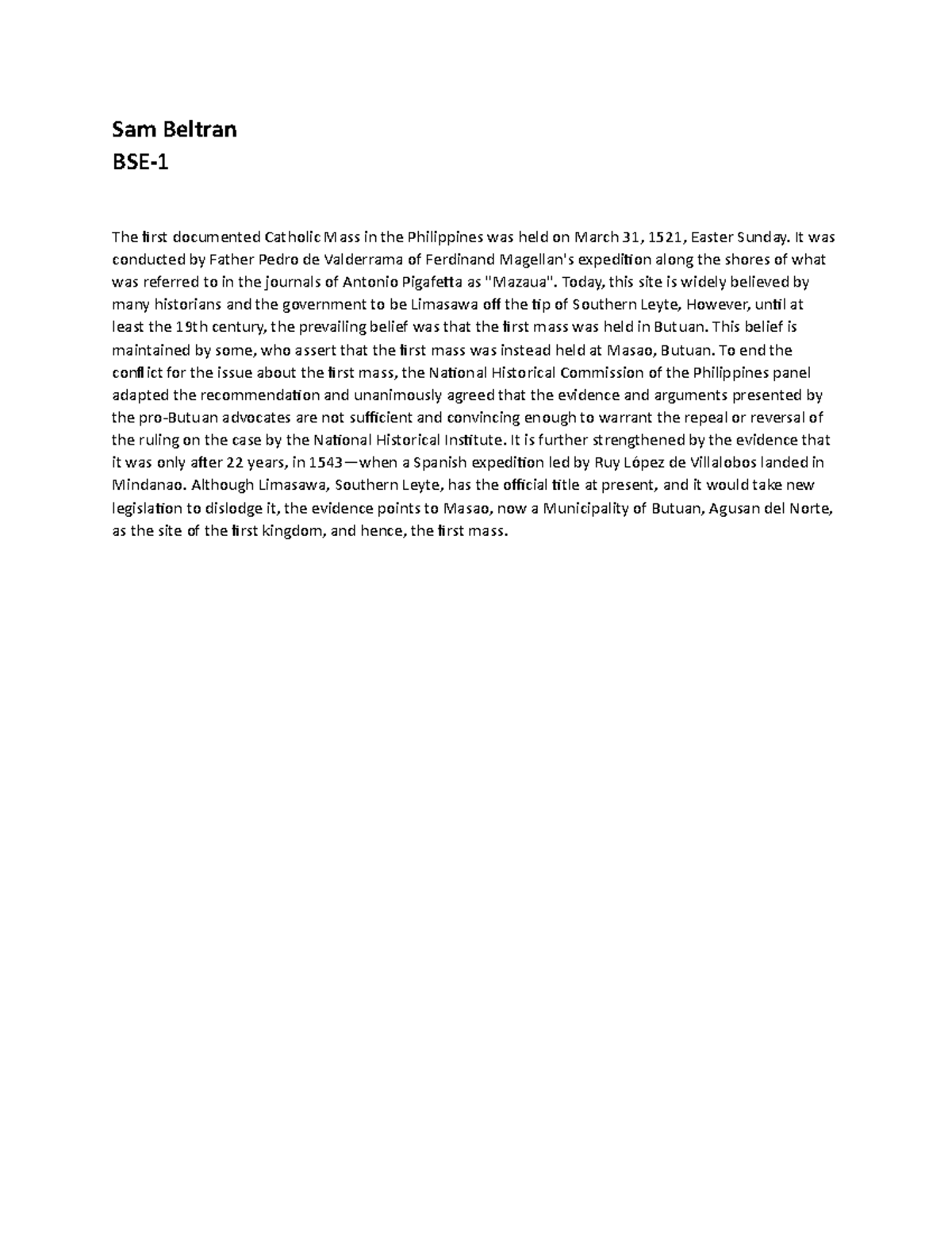 Critical Essay 1 - dawdawdawdawawd - Sam Beltran BSE- The first ...