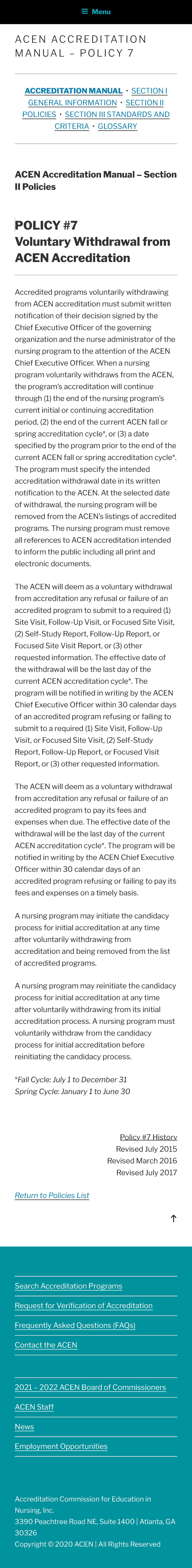 ACEN Accreditation Manual – Policy 7 – Accreditation Commission for ...