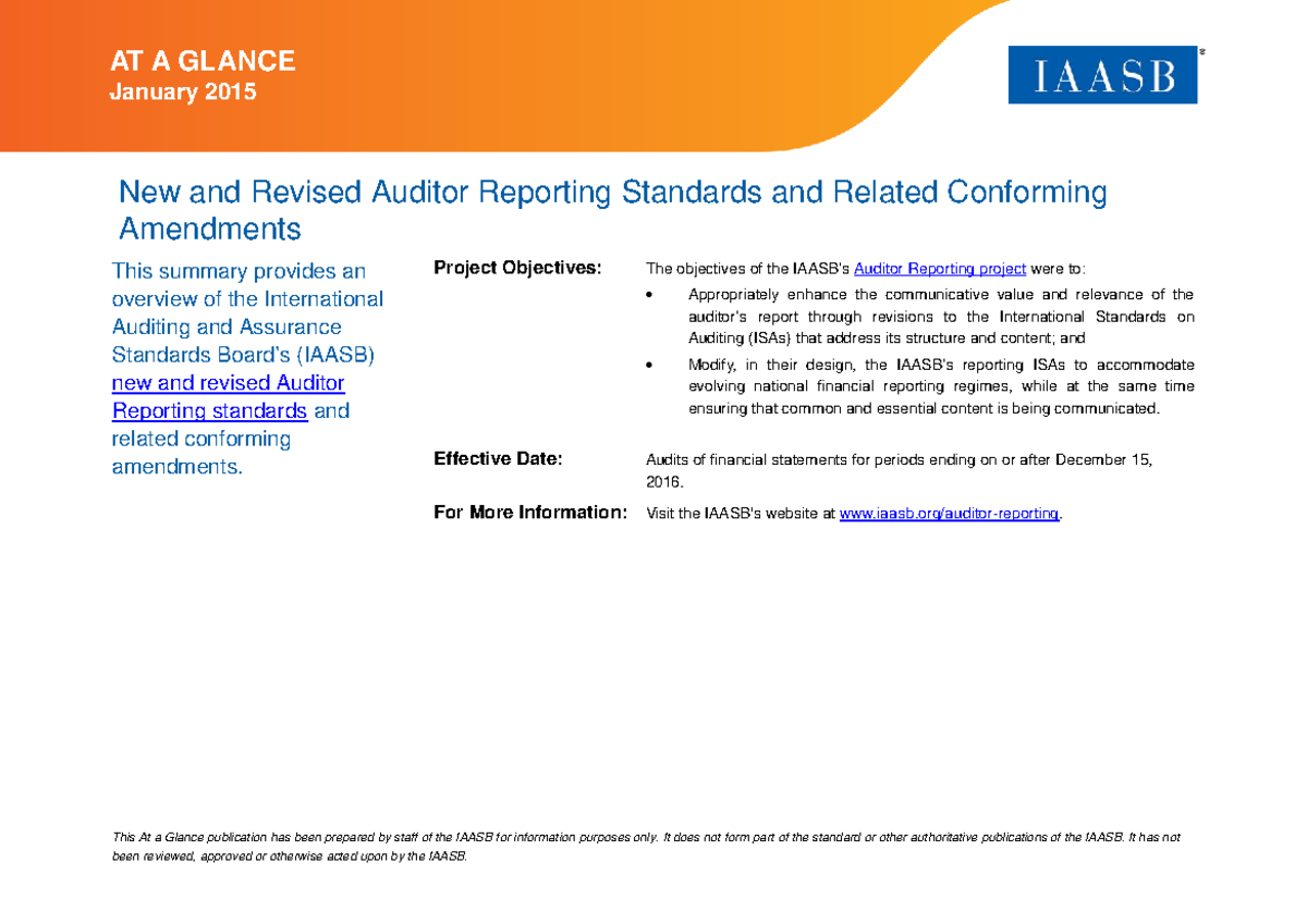 Audit-Reporting-At a Glance - AT A GLANCE January 2015 New and Revised ...