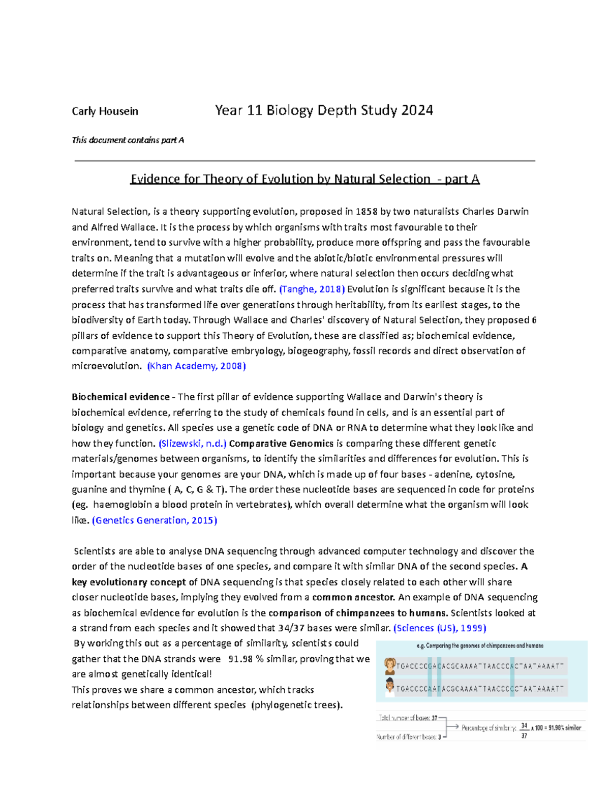 Part A Depth Study Assesment Task 2 - Carly Housein Year 11 Biology ...
