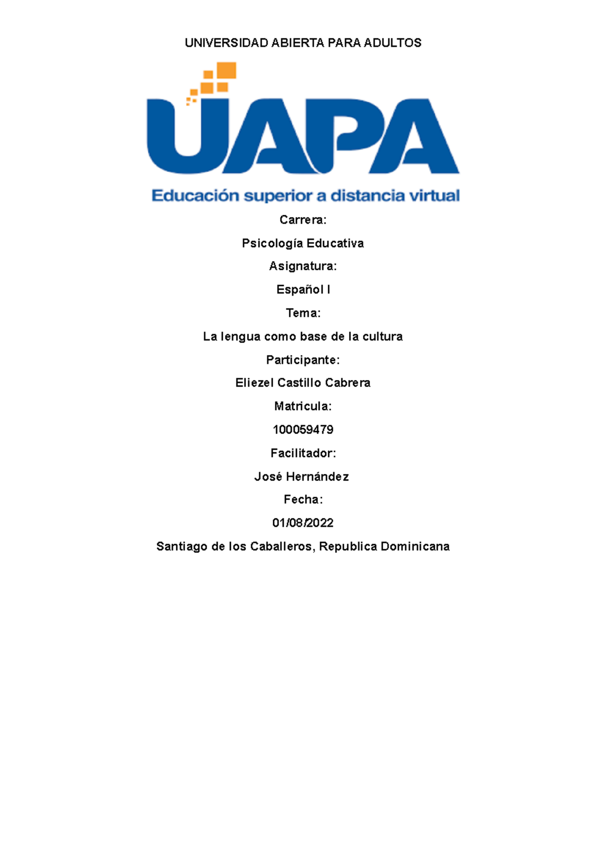 2-Actividades de la unidad II (Lenguaje, Lengua y Habla) - UNIVERSIDAD ...