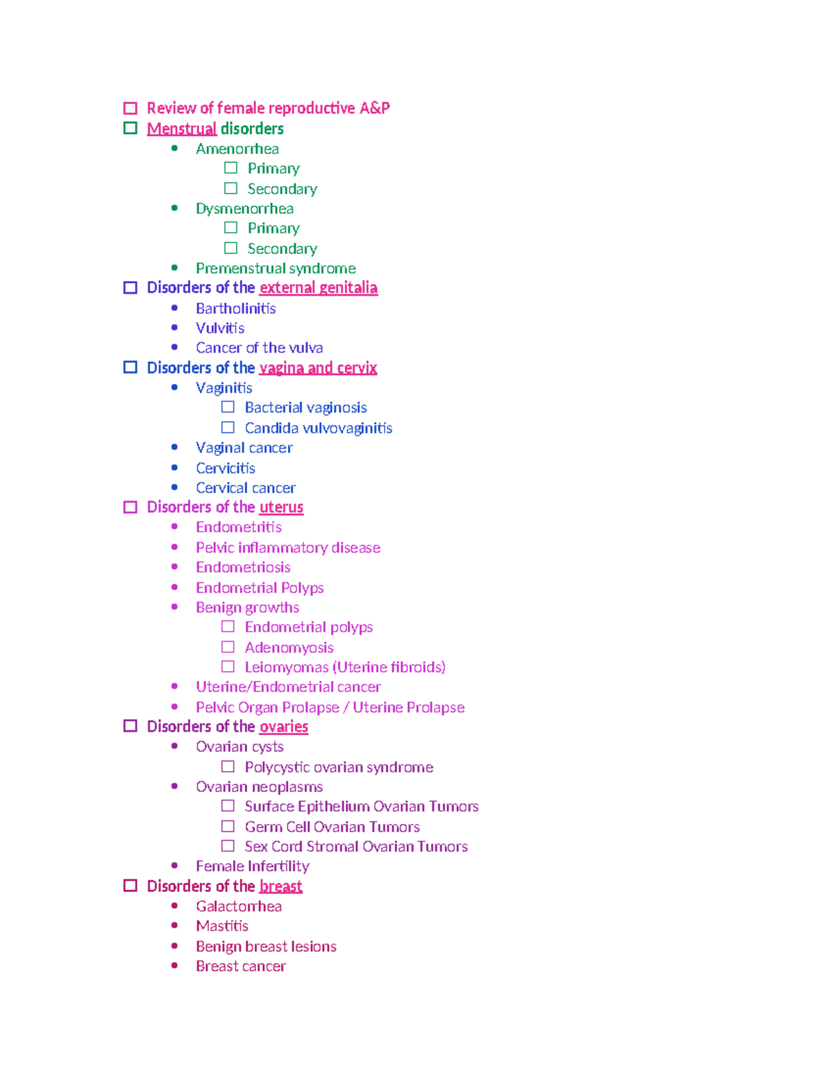Female reproductive List of topics - ̈ Review of female reproductive A ...