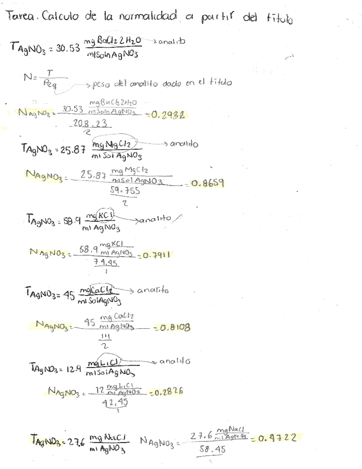 Calculo de la normalidad Hernandez Fuentes - Tarea. Calculo de la ...