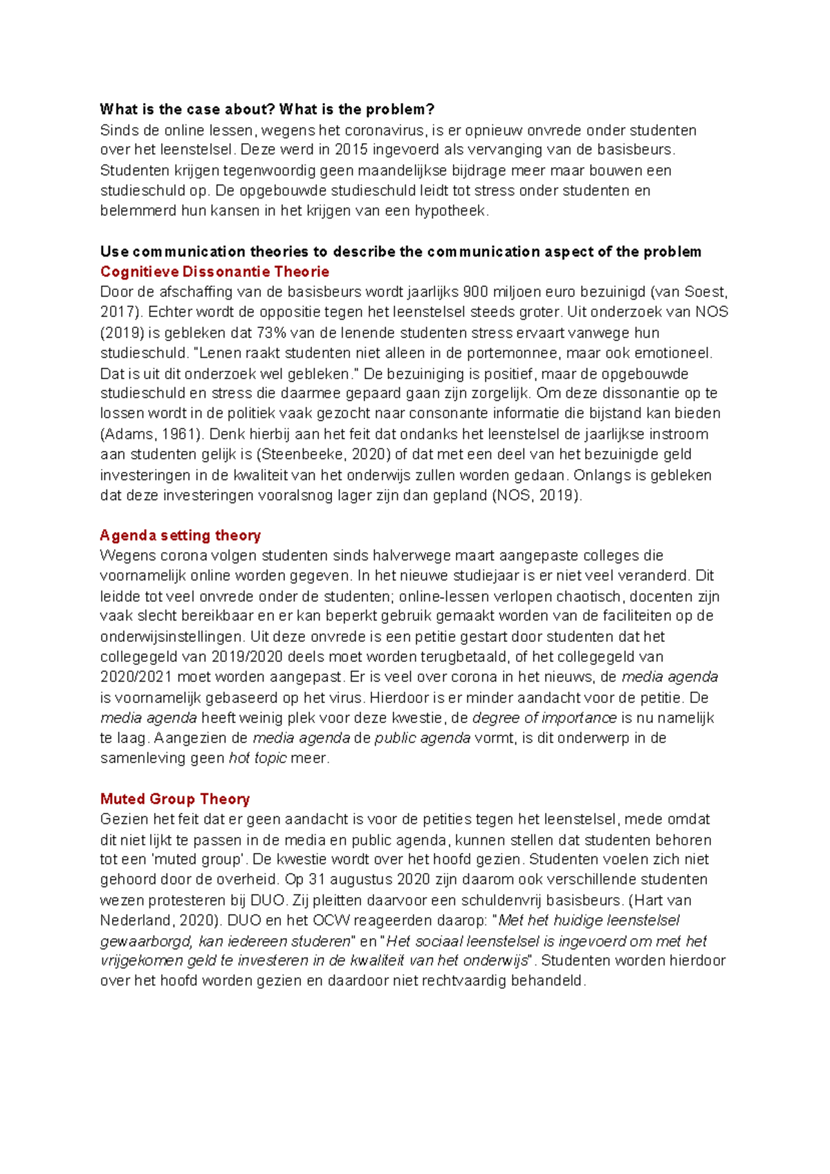 Team assignment ICS - What is the case about? What is the problem ...