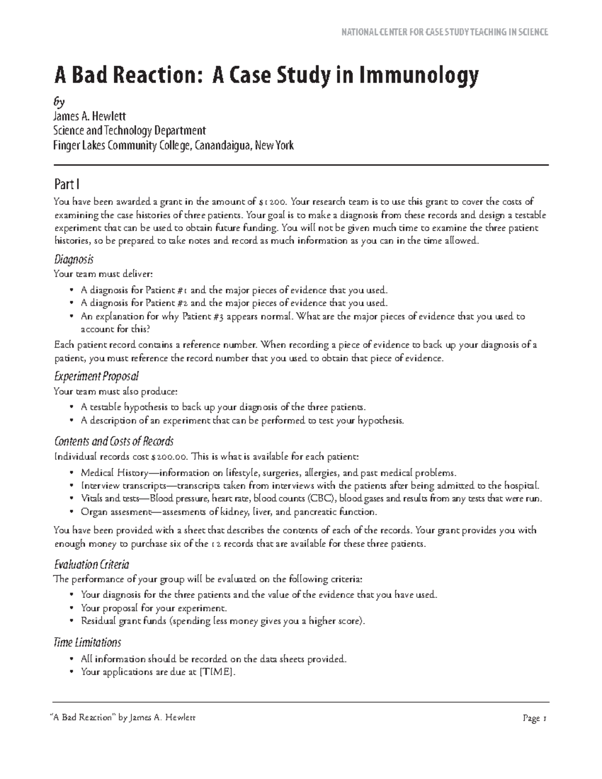 A Bad Reaction A Case Study in Immunology - by A Bad Reaction: A Case ...