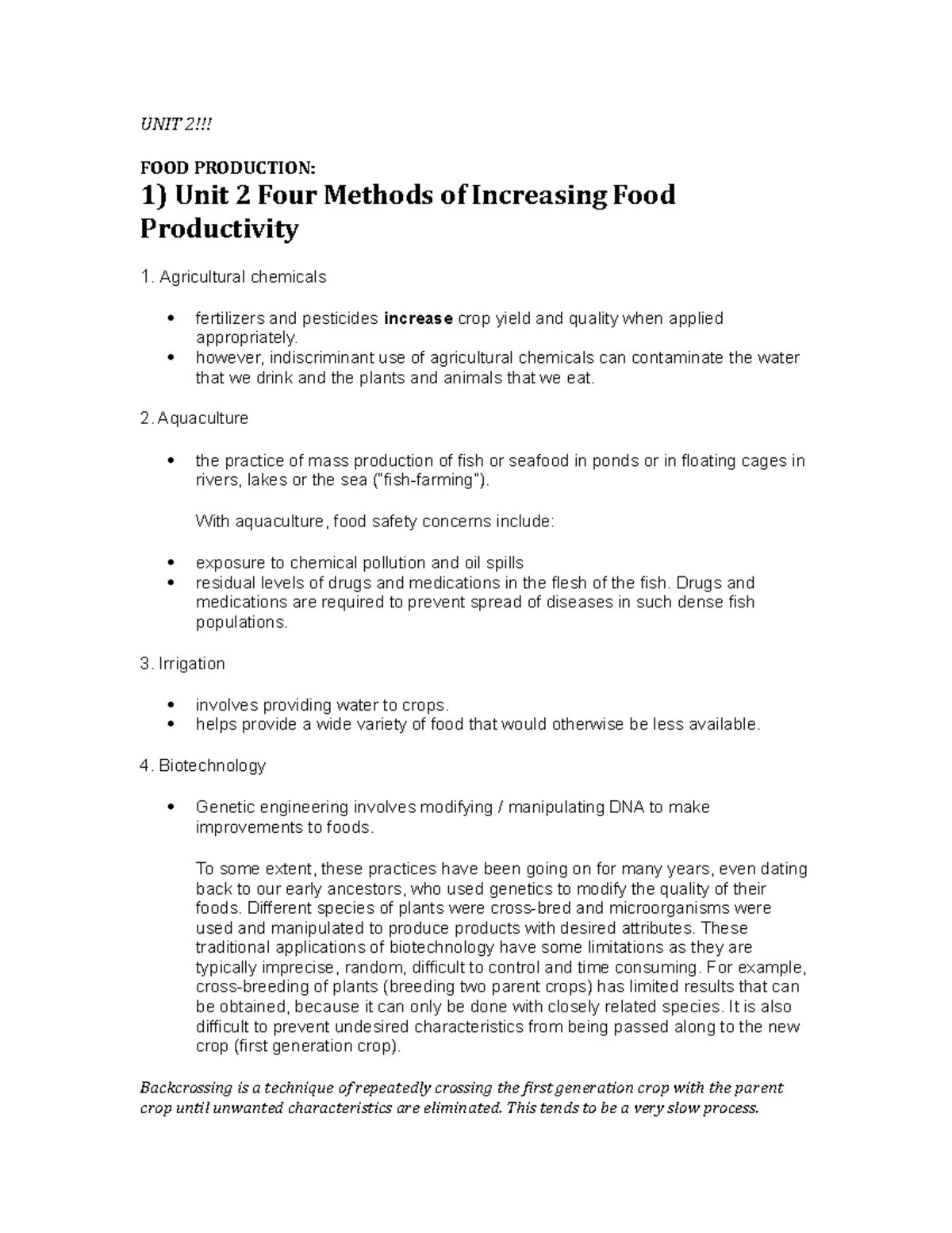 Unit-2 - Lecture notes 2 - UNIT 2!!! FOOD PRODUCTION: 1) Unit 2 Four ...