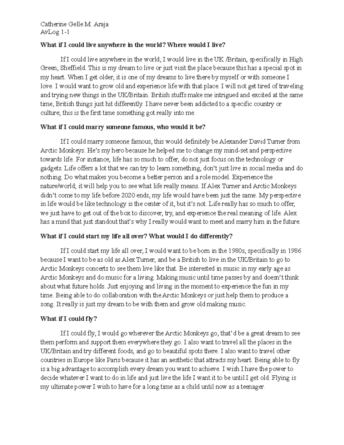 What if I could live anywhere in the world - Catherine Gelle M. Araja ...