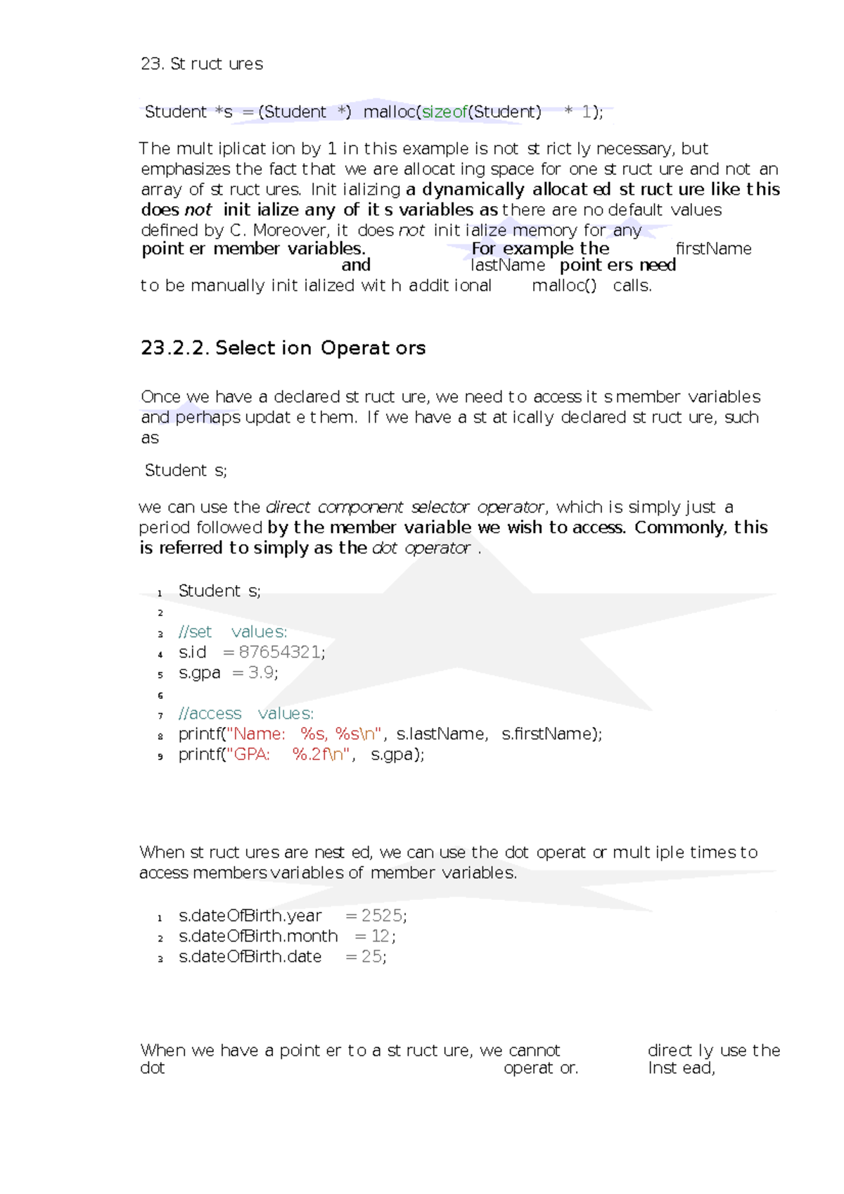 Cs115 intro to computer science(40) - St ruct ures Student *s ... Cs115 intro to computer science(40) - St ruct ures Student *s ...
