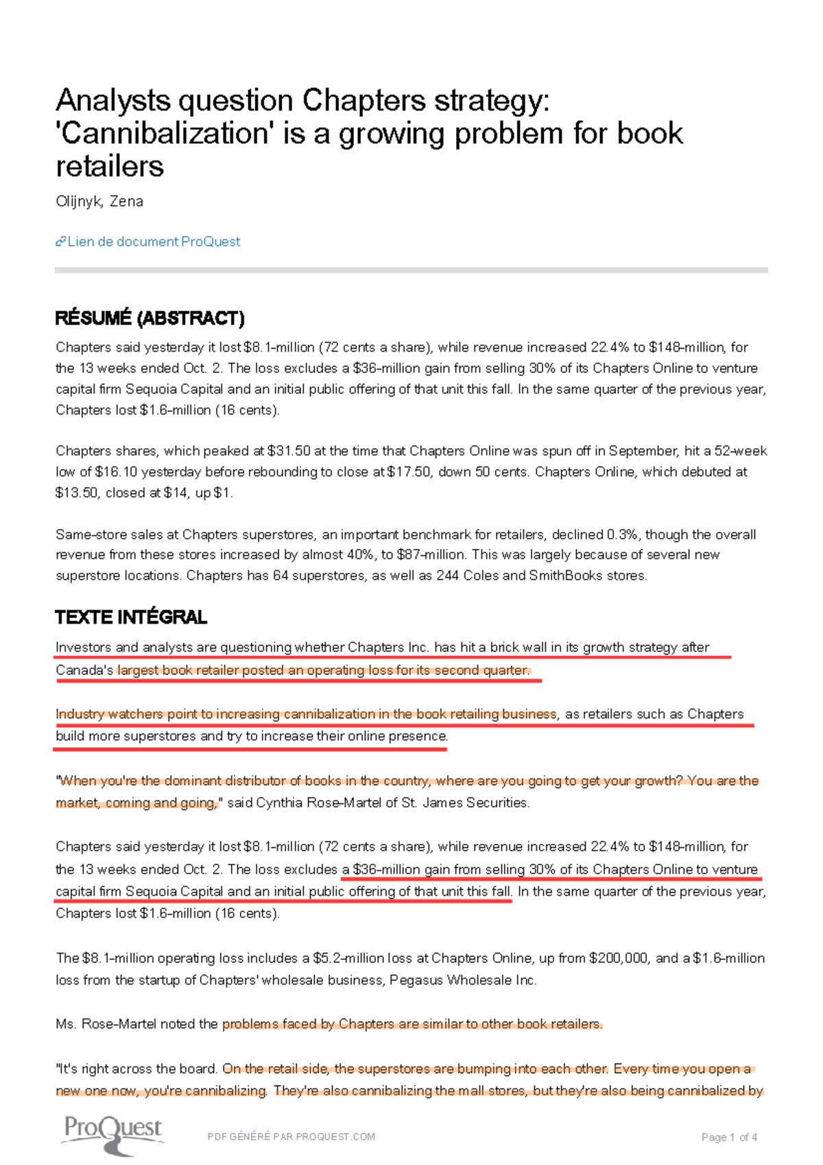 Analysts question Chapters strategy - Analysts question Chapters ...