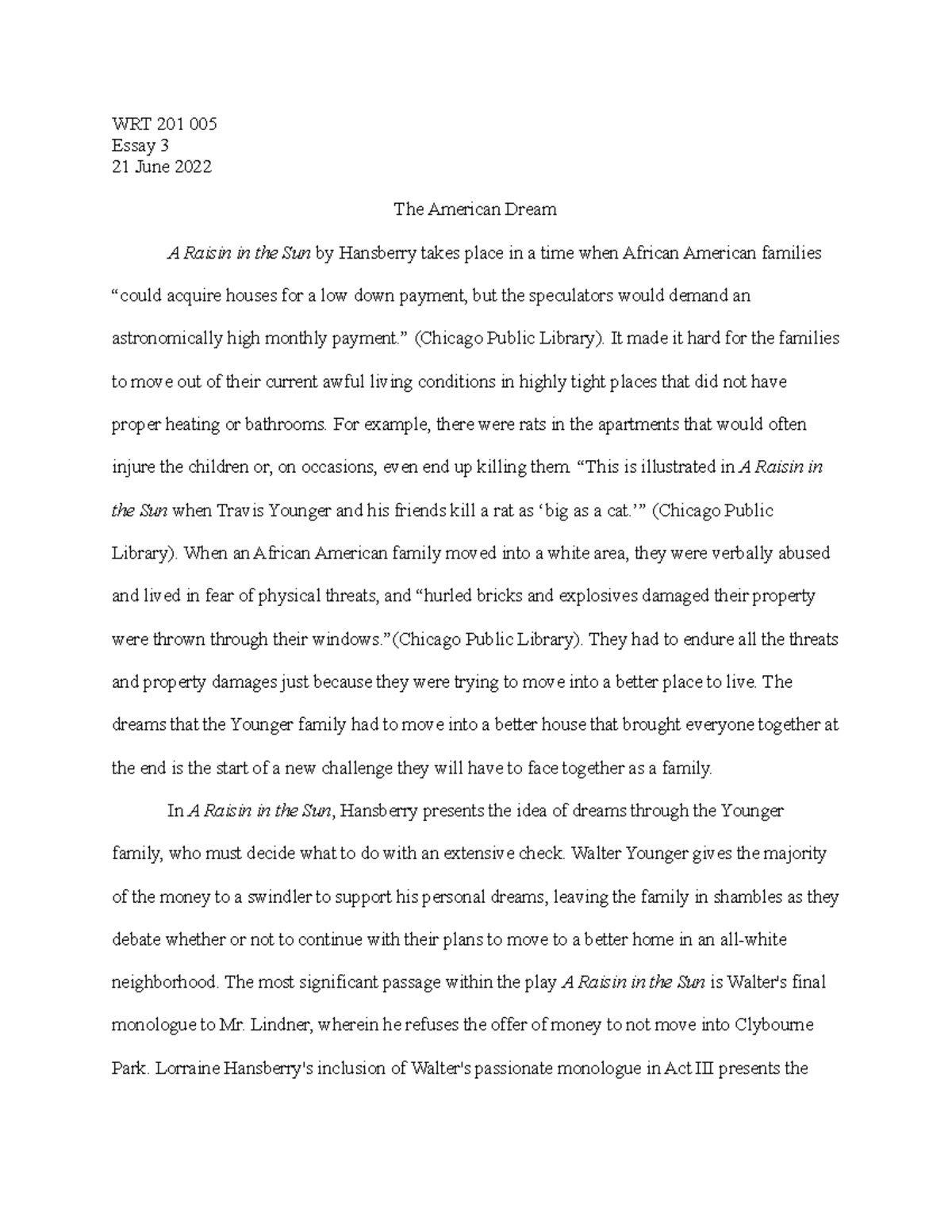201 E3 Final Draft - Writing essay that I wrote - WRT 201 005 Essay 3 ...