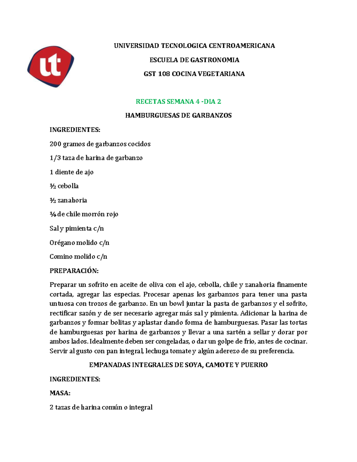 Semana 4 dia 2 - aaaaa - UNIVERSIDAD TECNOLOGICA CENTROAMERICANA ...