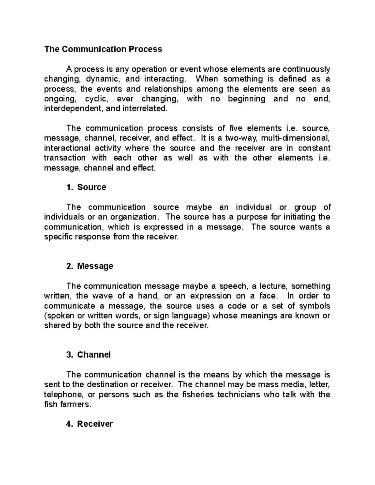 The Communication Process - When something is defined as a process, the ...
