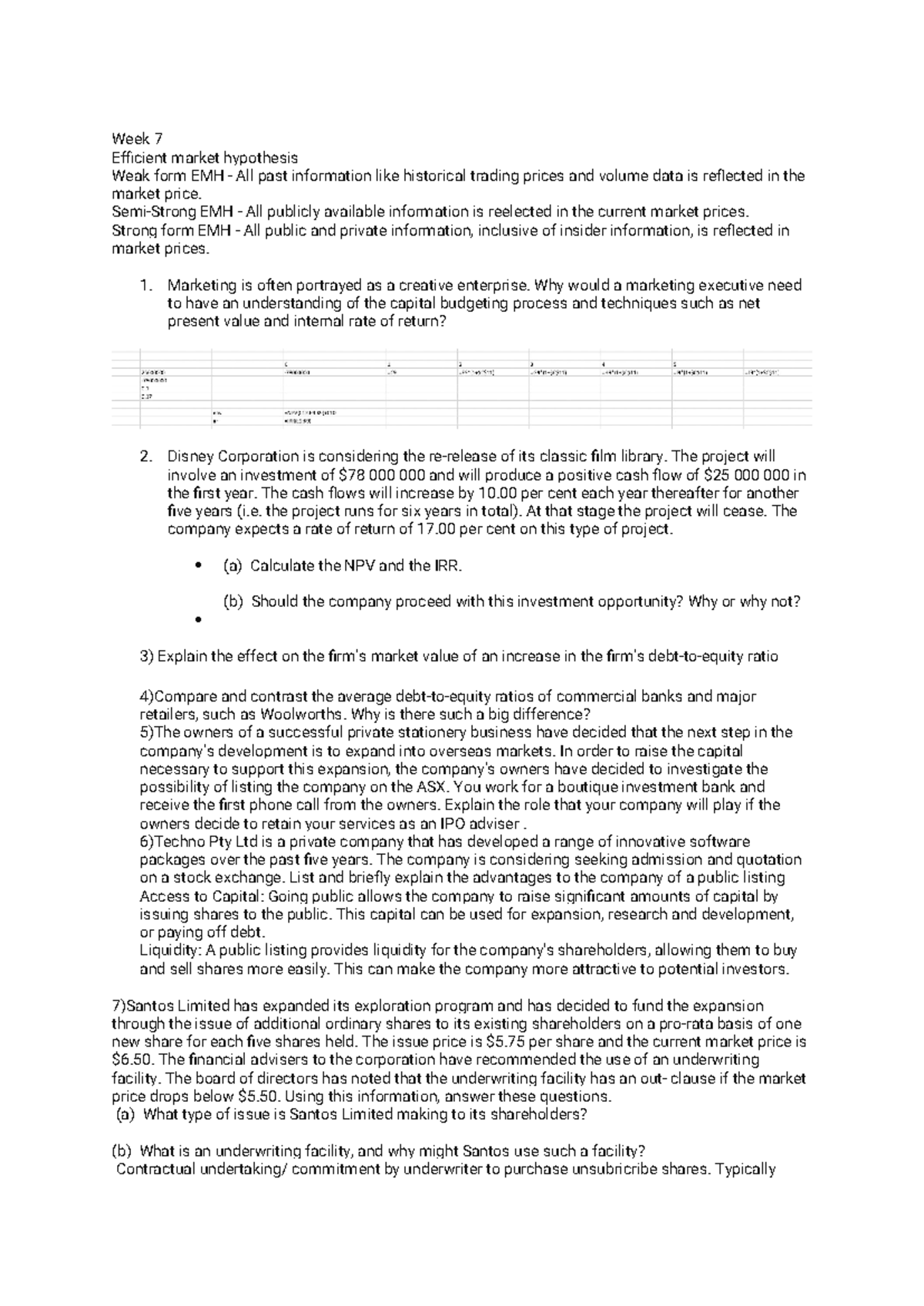 Week 7 fins2618 - is the week 7 tutorials notes - Week 7 Efficient ...