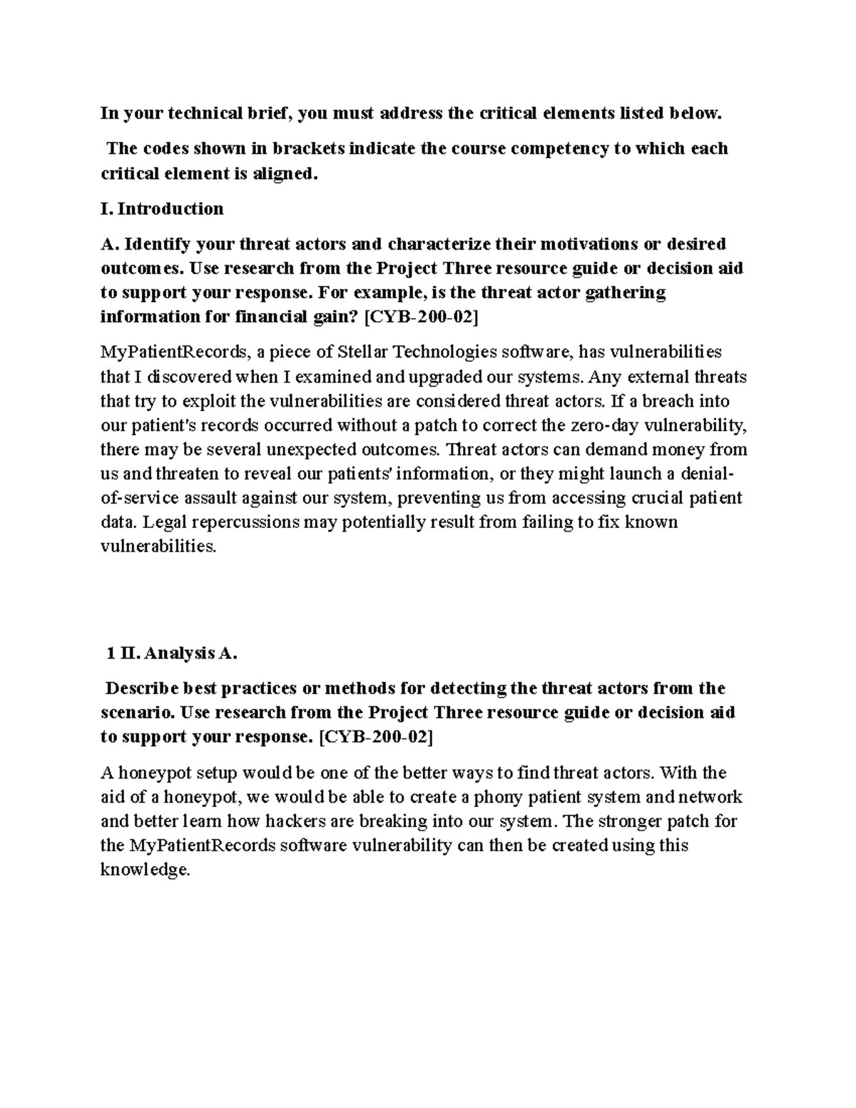 CYB 200 Project Three - In your technical brief, you must address the ...