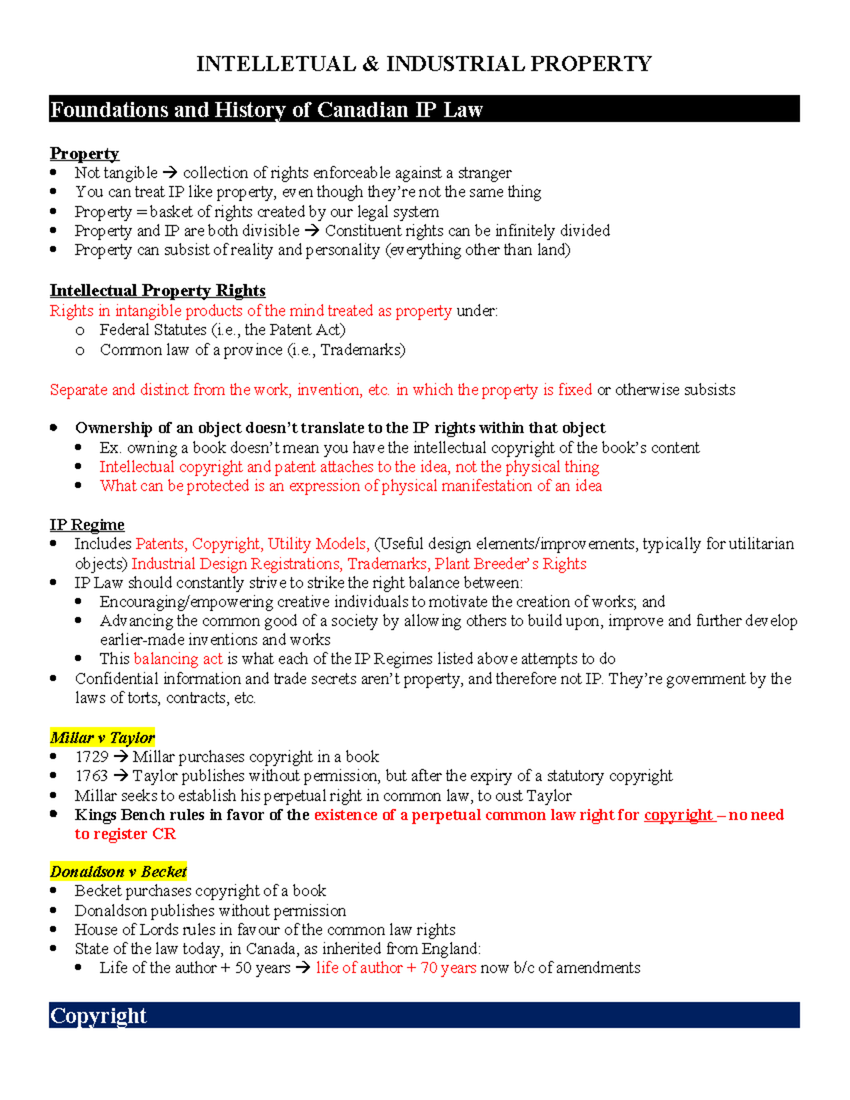 IP Notes/Outlines - INTELLETUAL & INDUSTRIAL PROPERTY Foundations and ...