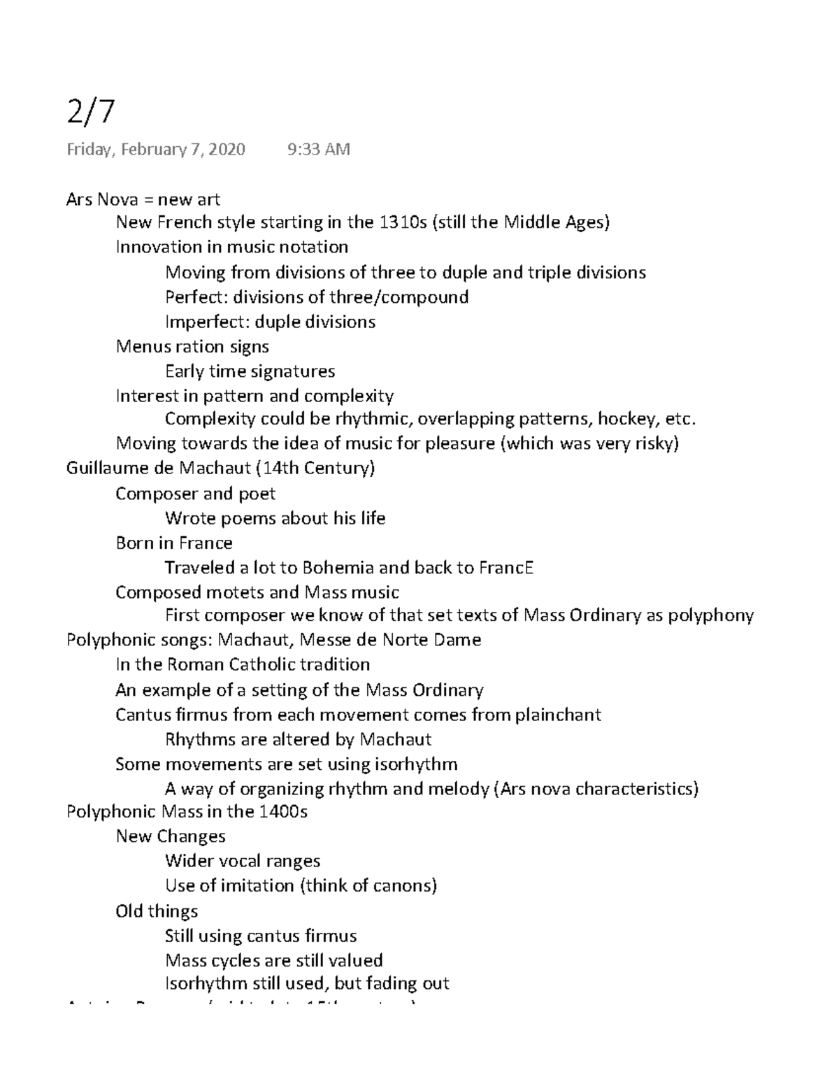 Ars Nova Lecture - Ars Nova = new art New French style starting in the ...