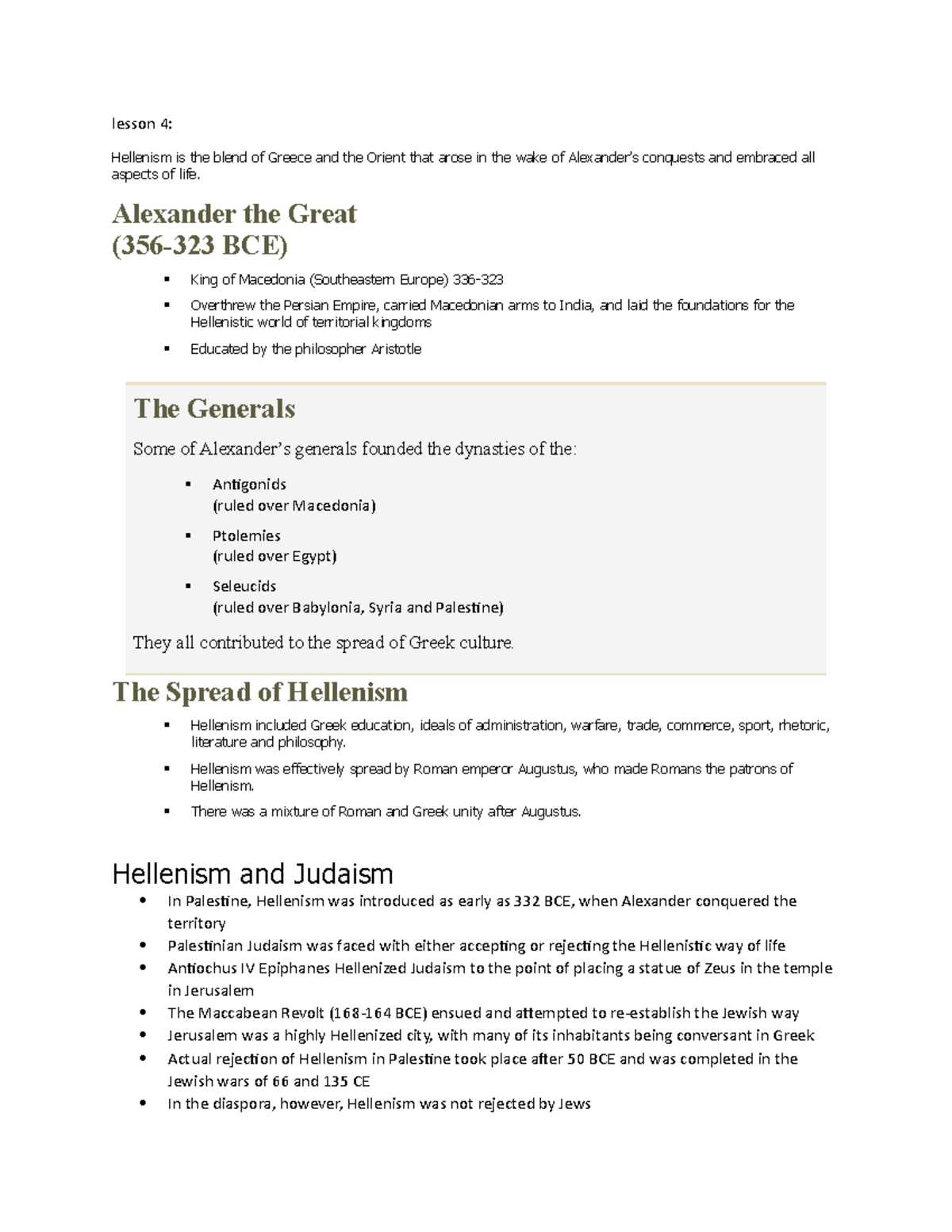 Quiz 2 theology study notes - lesson 4: Hellenism is the blend of ...