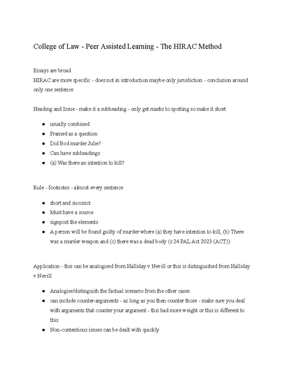 College of Law - Peer Assisted Learning - The Hirac Method - College of ...