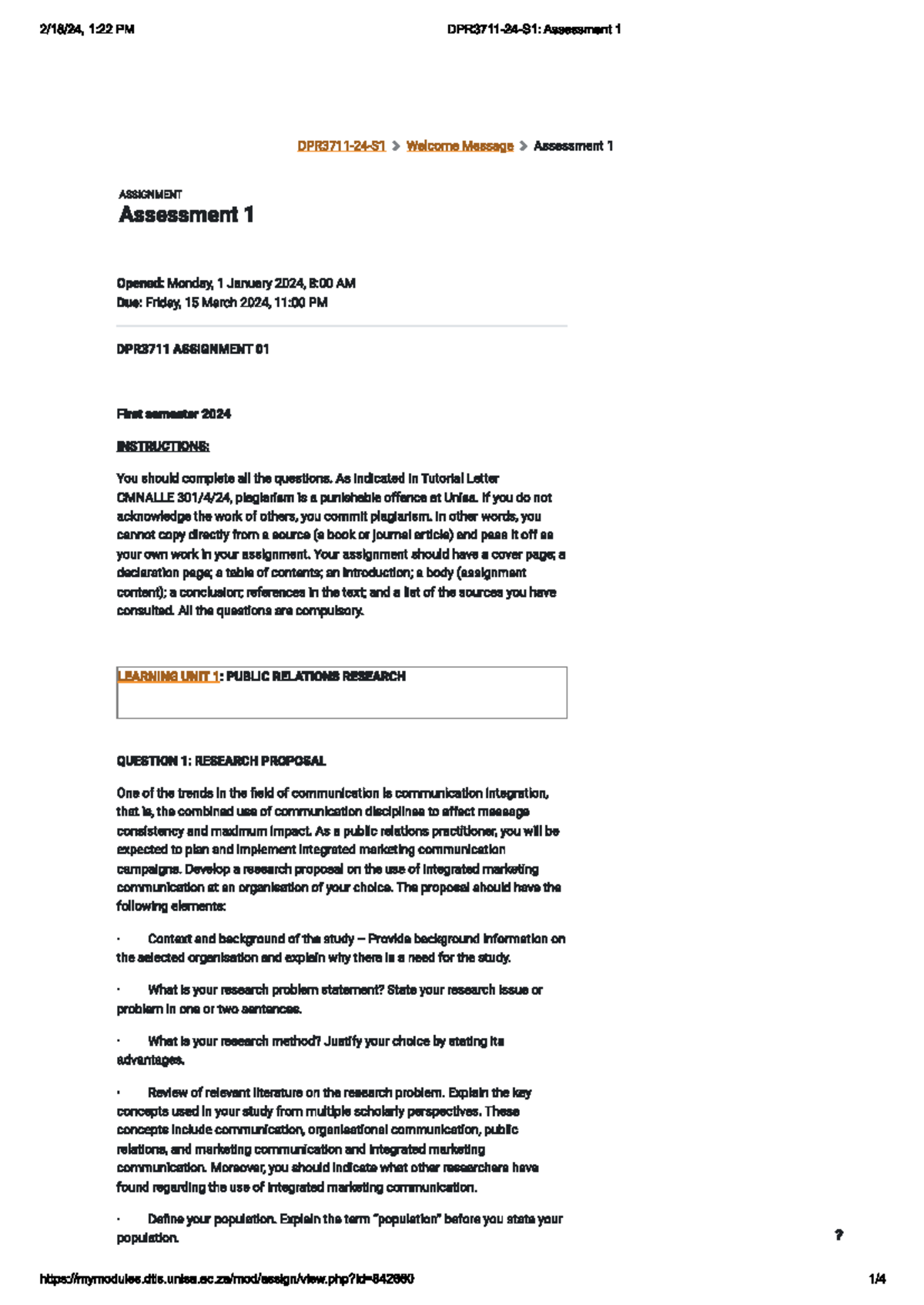 DPR3711 assignment 1 - COM3701 - Studocu