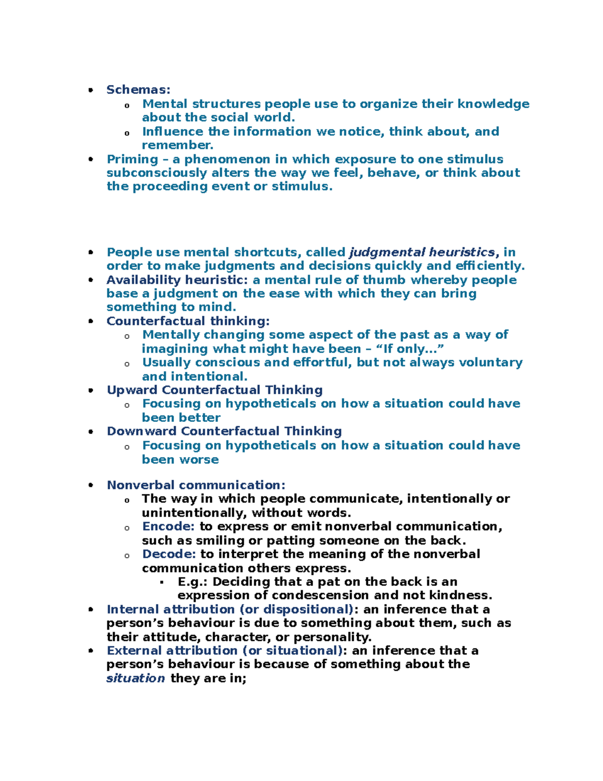 Psyc 325 notes chapter 12 - Schemas: o Mental structures people use to ...