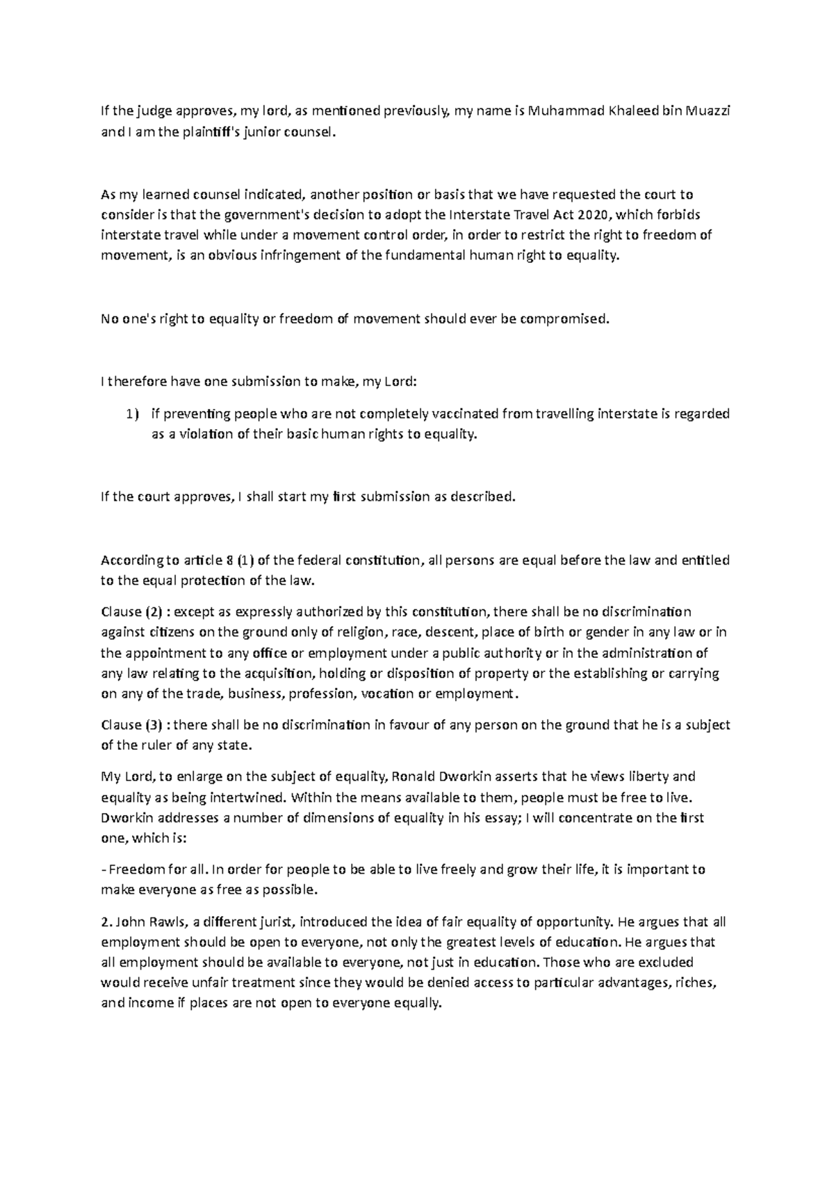 Script mooting - hope its help - If the judge approves, my lord, as ...