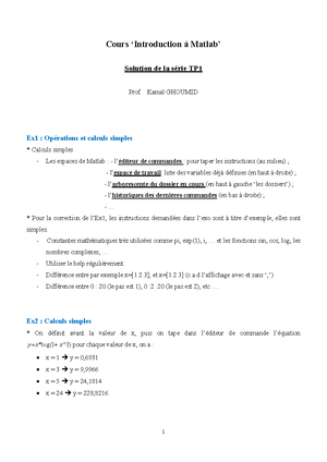 Corrige TP2-Matlab K- Ghoumid 2020-2021 - Cours ‘Introduction à Matlab’ Solution de la série TP ...