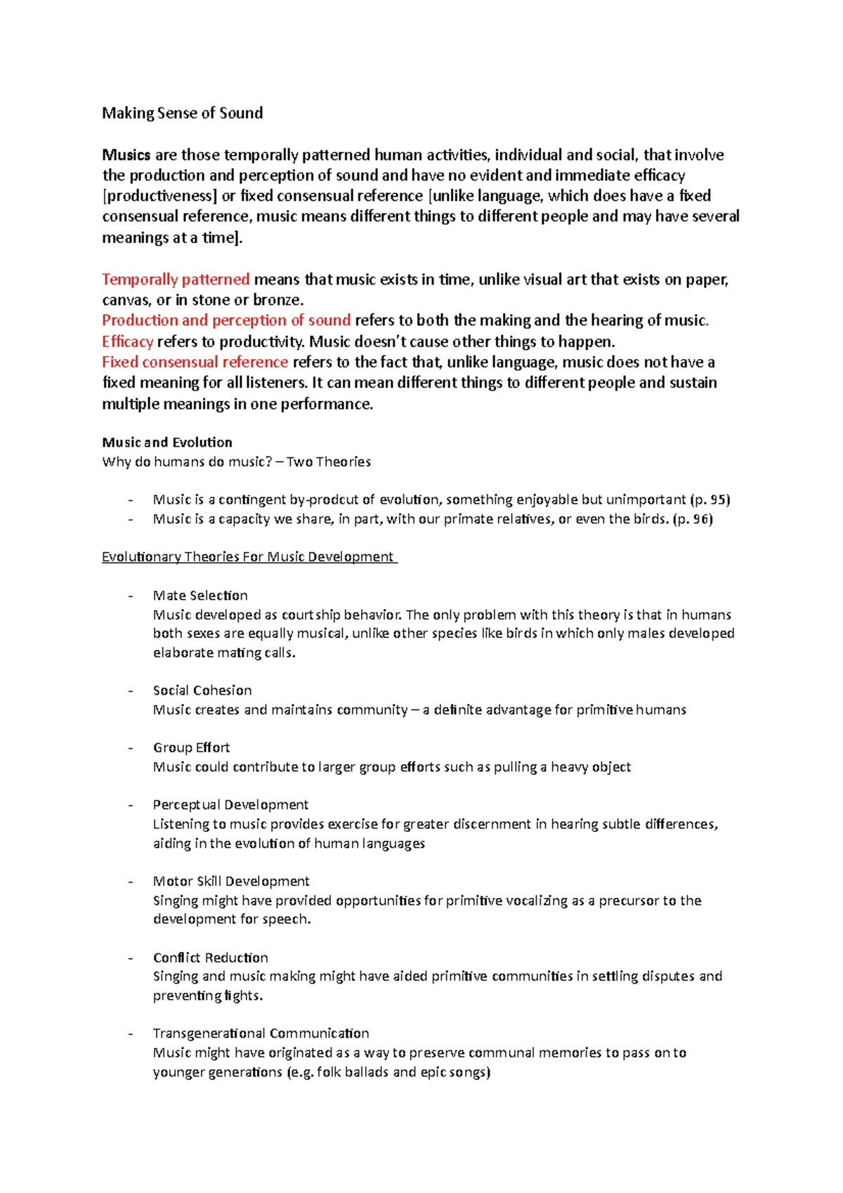 Making Sense of Sound Notes - Making Sense of Sound Musics are those ...