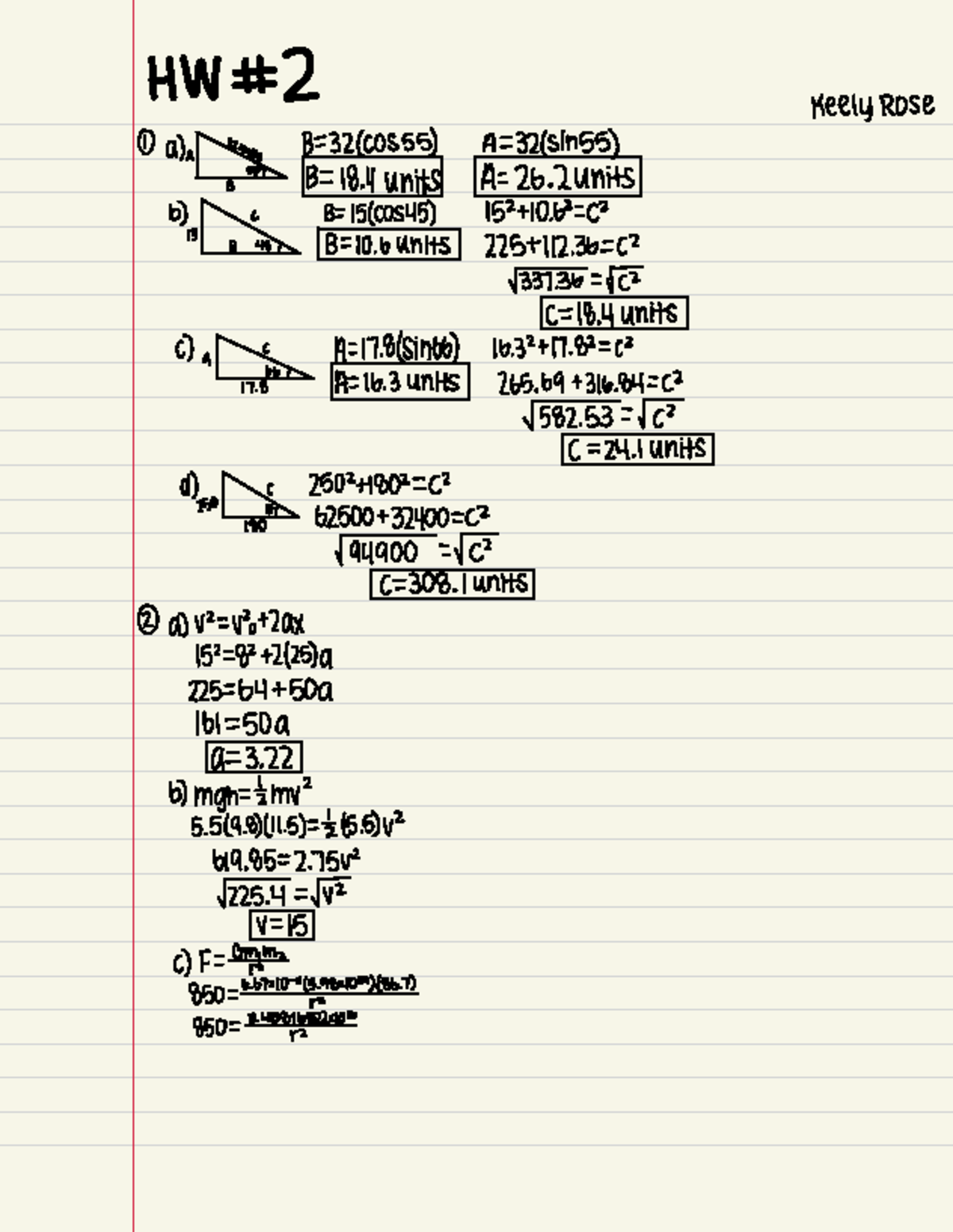 HW #2 - These are my answers to homework 2 with professor Schmidt. - HW Keely ROSe ① aAsunits B ...