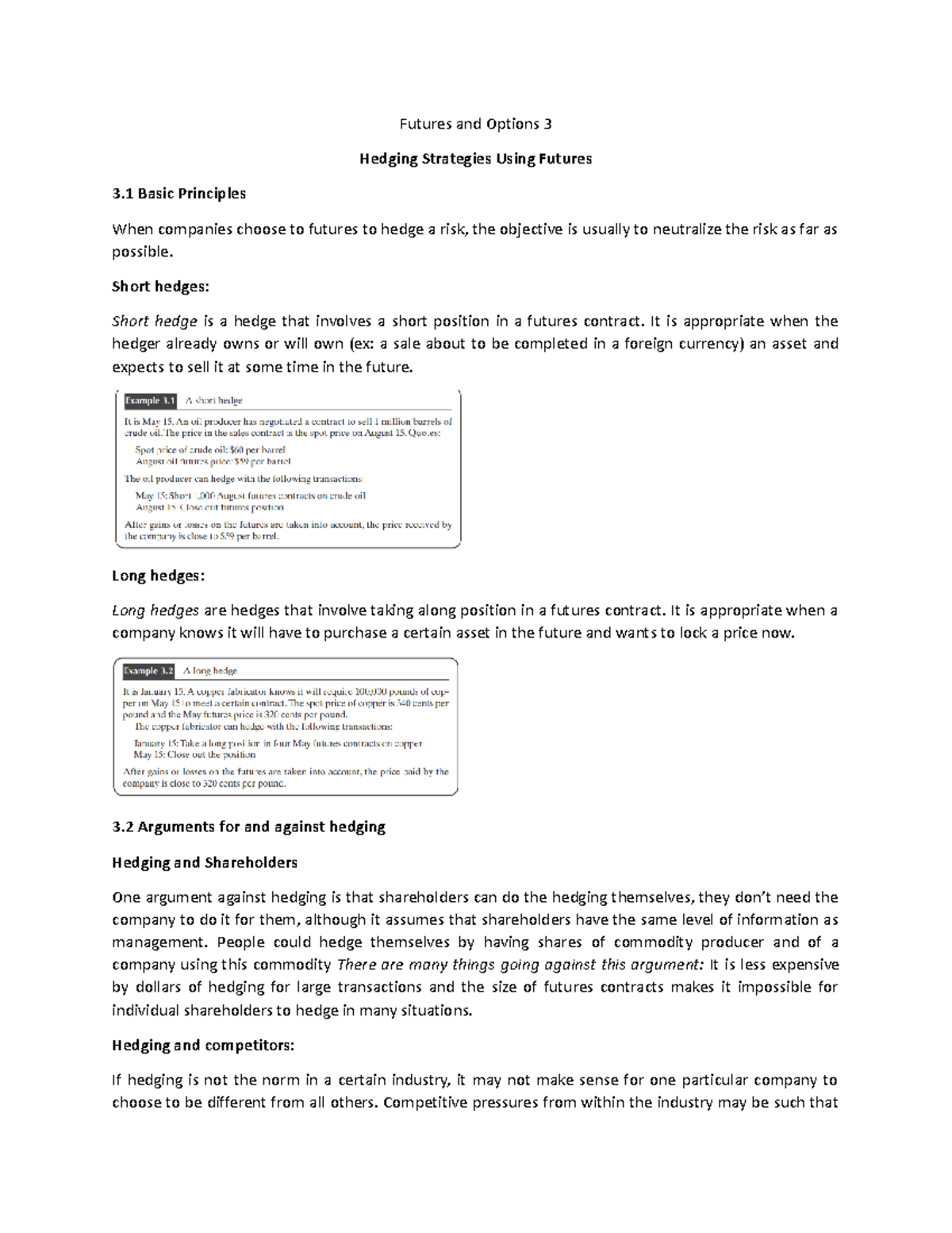 Futures and Options 3 - Reading notes for class 3 - Futures and Options ...