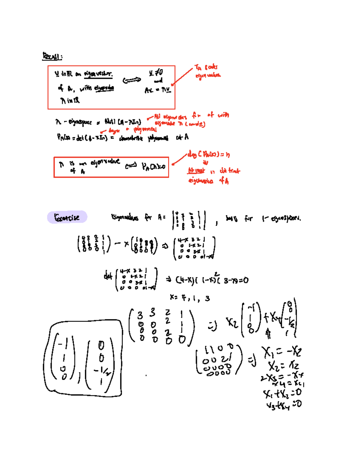 Eigenvector Cont Lecture Notes Of Professor Paulin W Tinman Eigenvector Eigenvalues He T