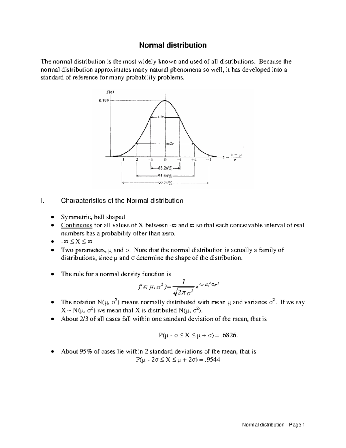 Normal distribution - STA1000F - UCT - Studocu