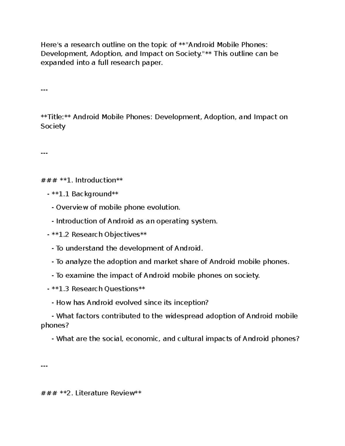 Review 5 - Here's a research outline on the topic of "Android Mobile ...