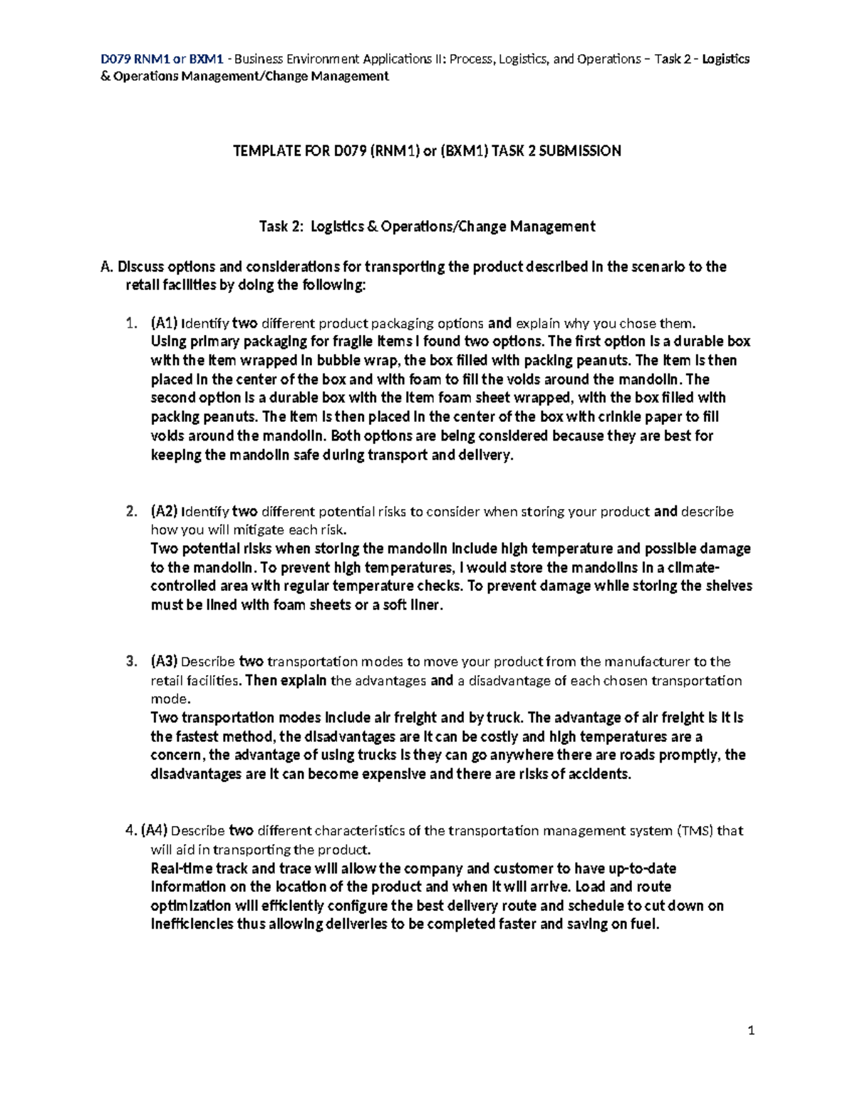 D079 Task 2, passed - D079 RNM1 or BXM1 - Business Environment ...