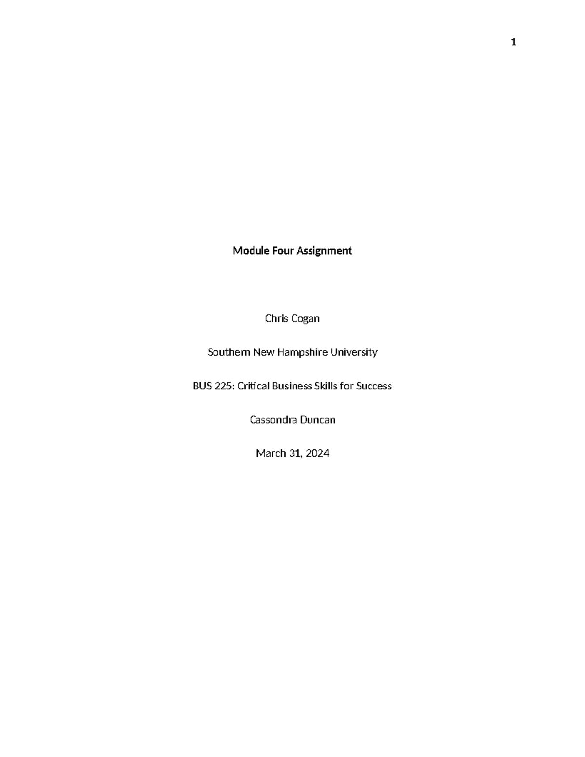 BUS225 Module Four Assignment - Module Four Assignment Chris Cogan ...